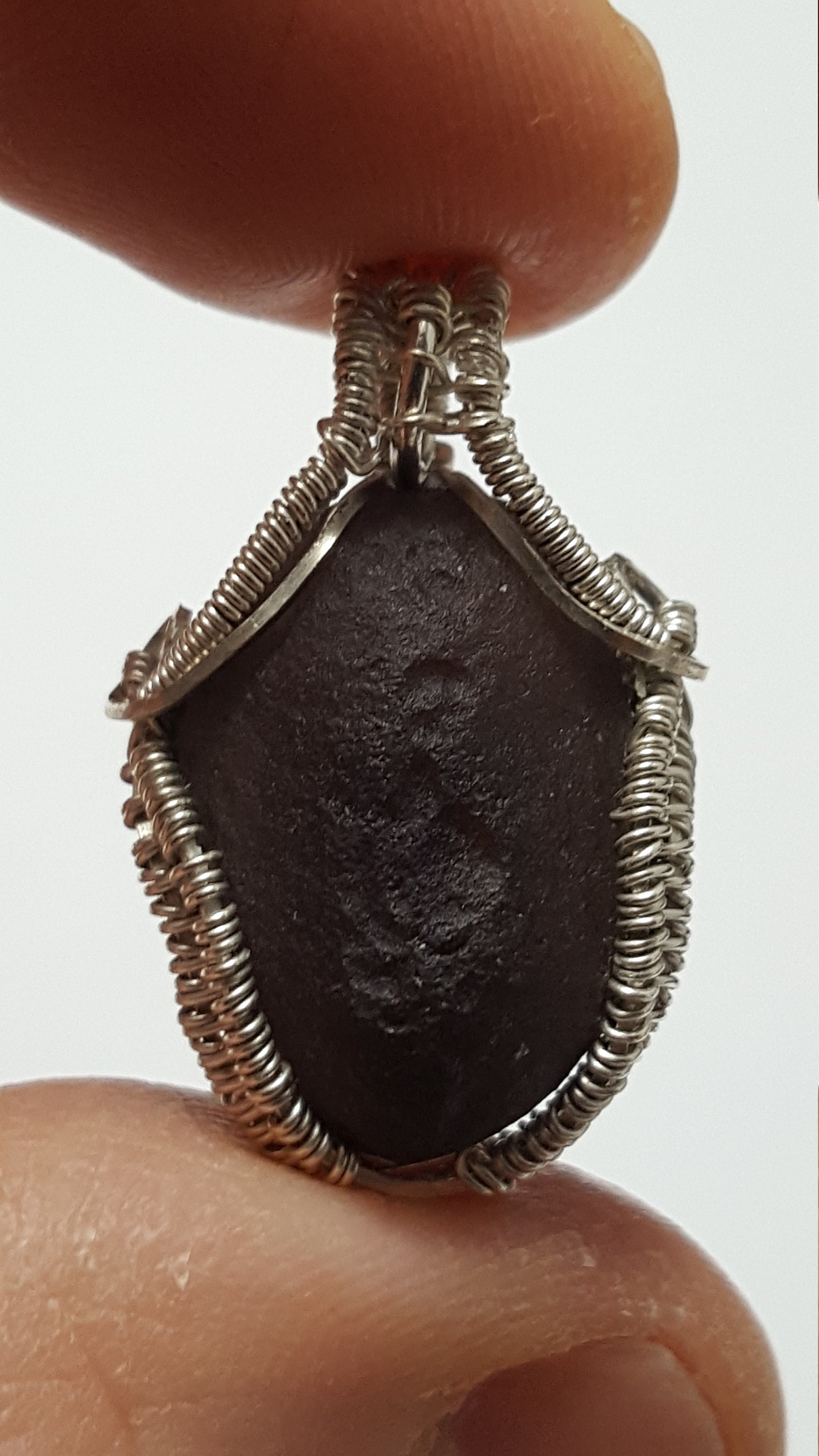 Simple Rustic Sterling Silver Wire Wrap Pendant- AAA Saffordite ...