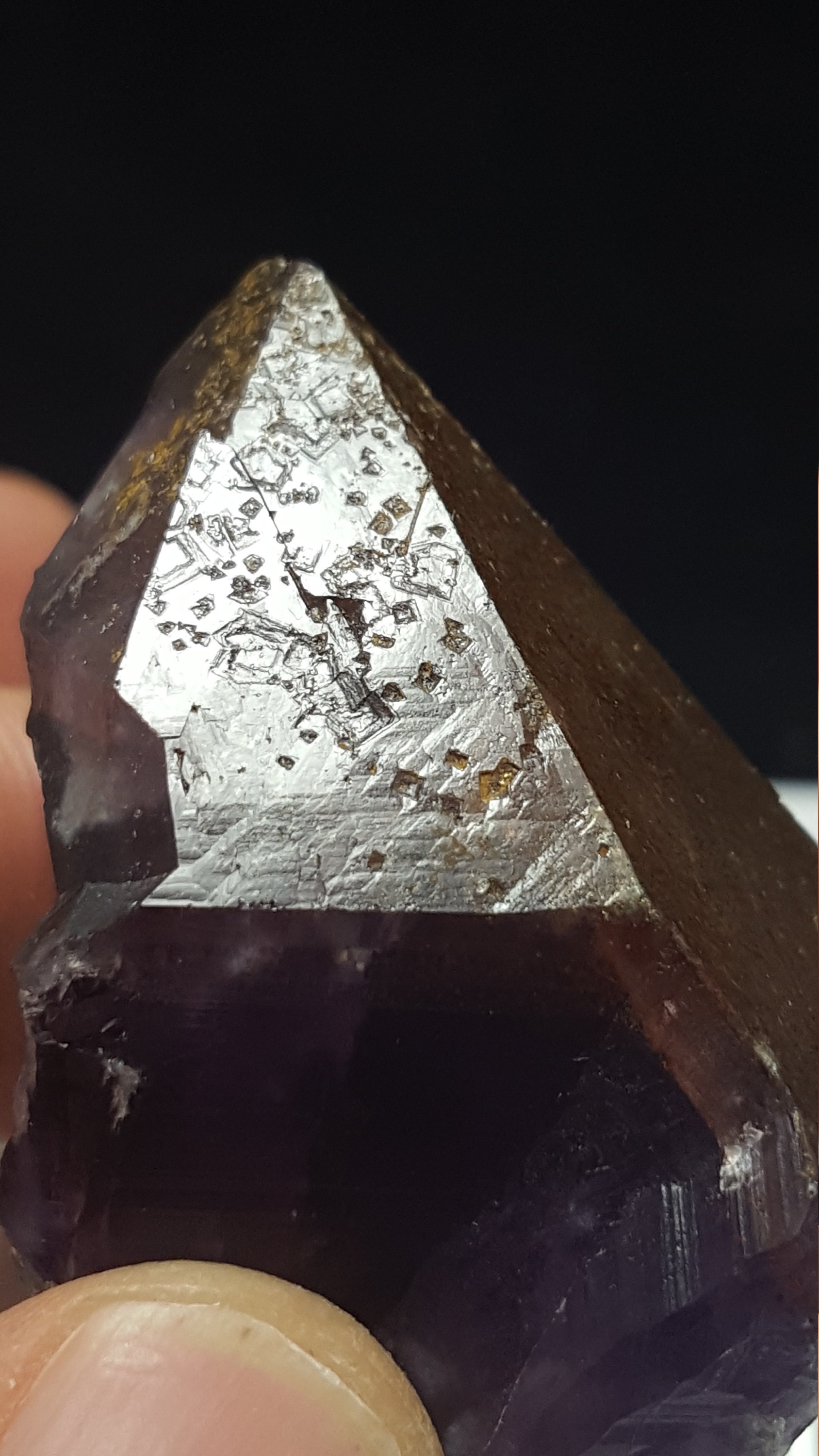 Red Cap Amethyst Quartz Crystal from Thunder Bay Ontario... Hematite ...