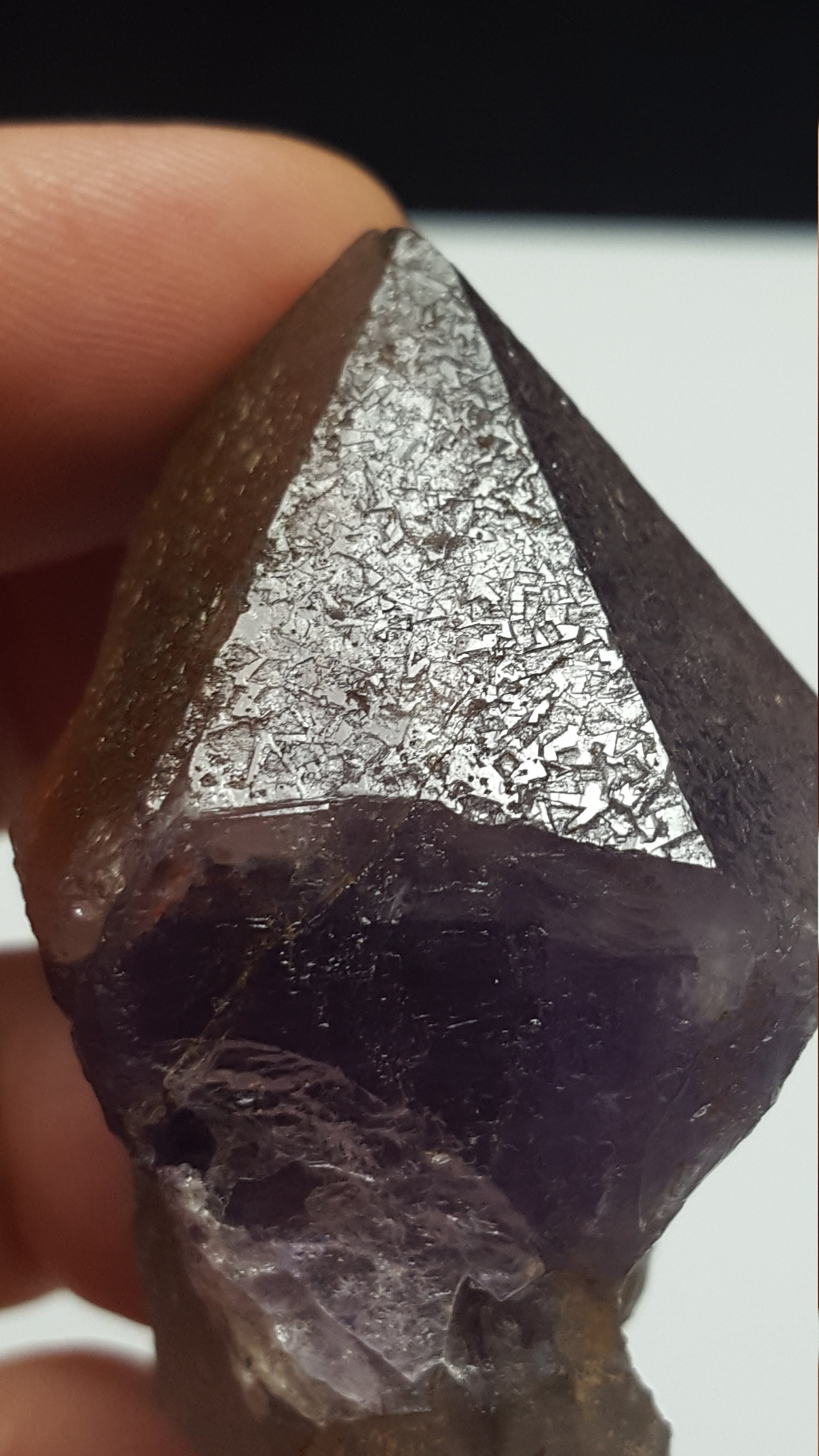 Red Cap Amethyst Quartz Crystal from Thunder Bay Ontario... Hematite ...