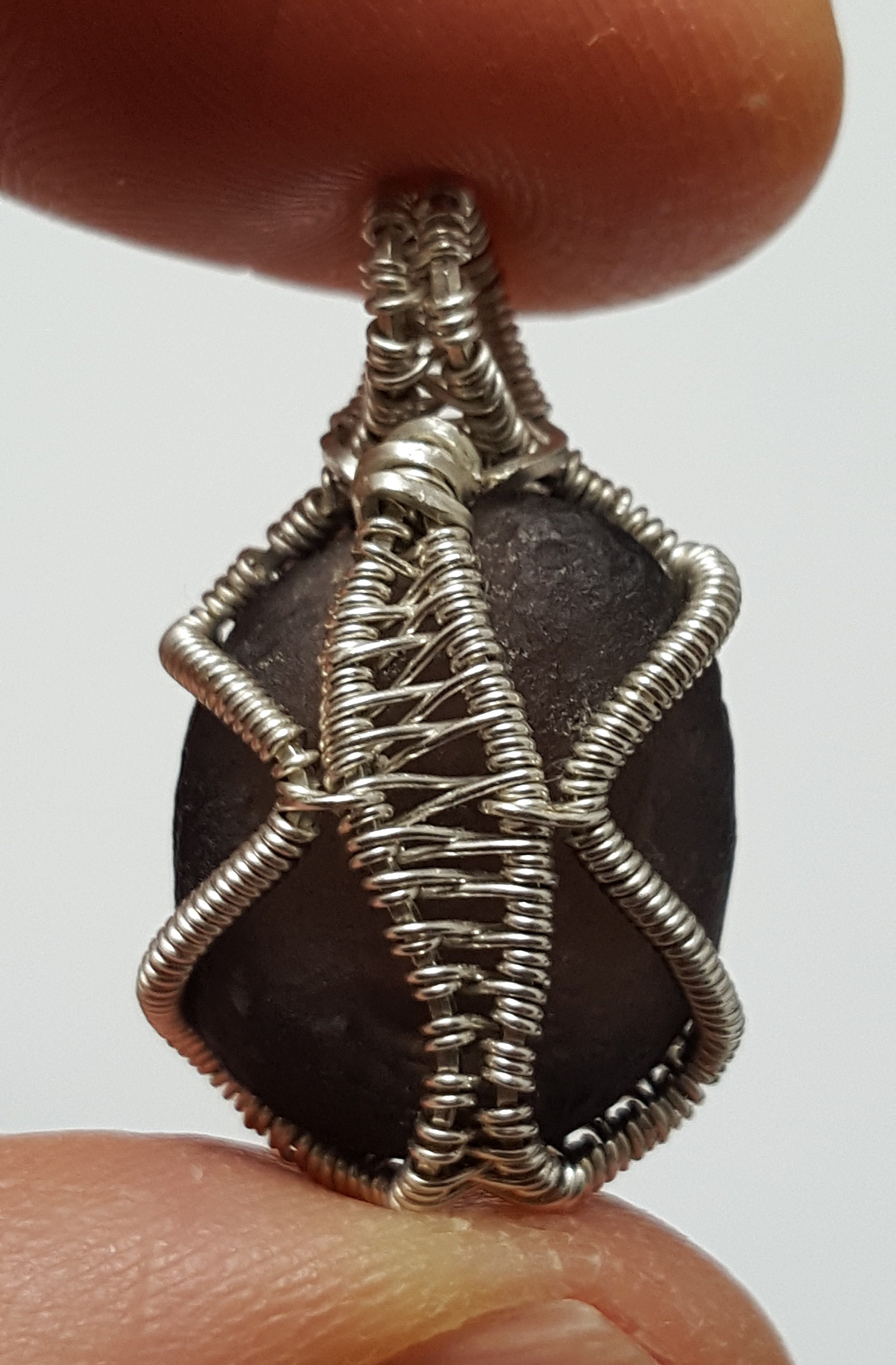 Simple Rustic Sterling Silver Wire Wrap Pendant- AAA Saffordite ...