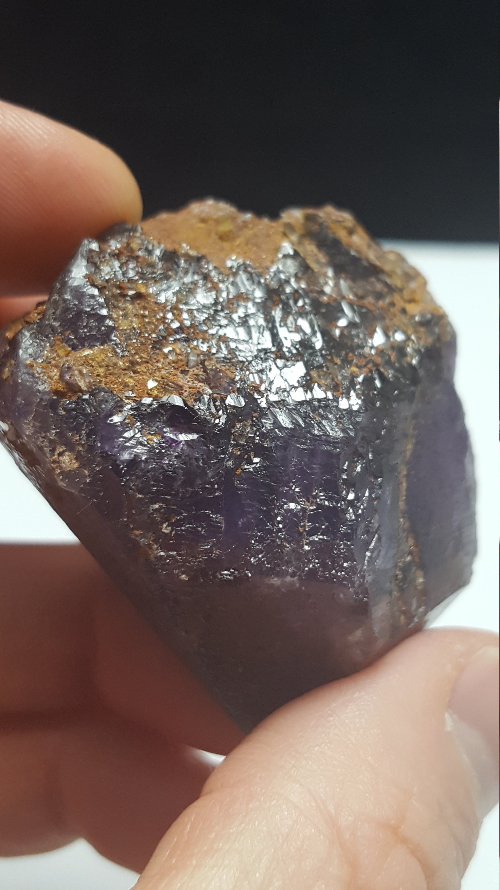 Red Cap Amethyst Quartz Crystal from Thunder Bay Ontario... Hematite ...