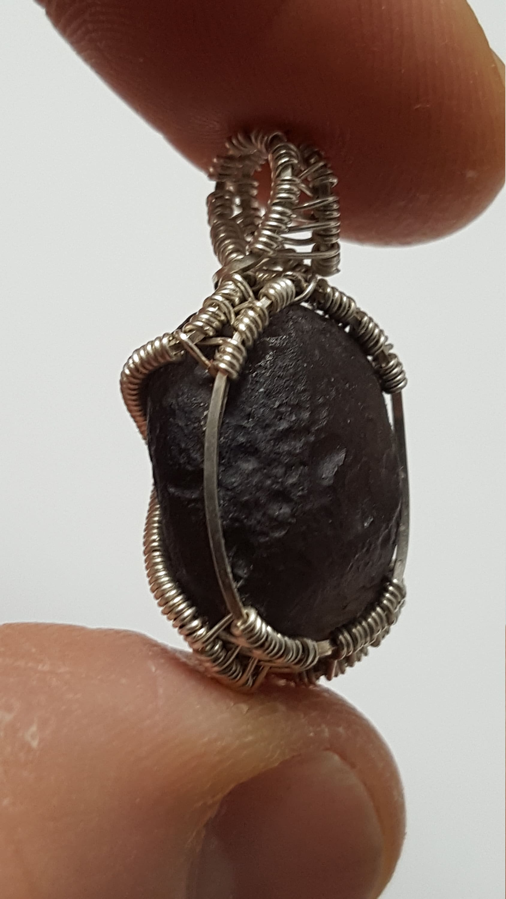 Simple Rustic Sterling Silver Wire Wrap Pendant- AAA Saffordite ...