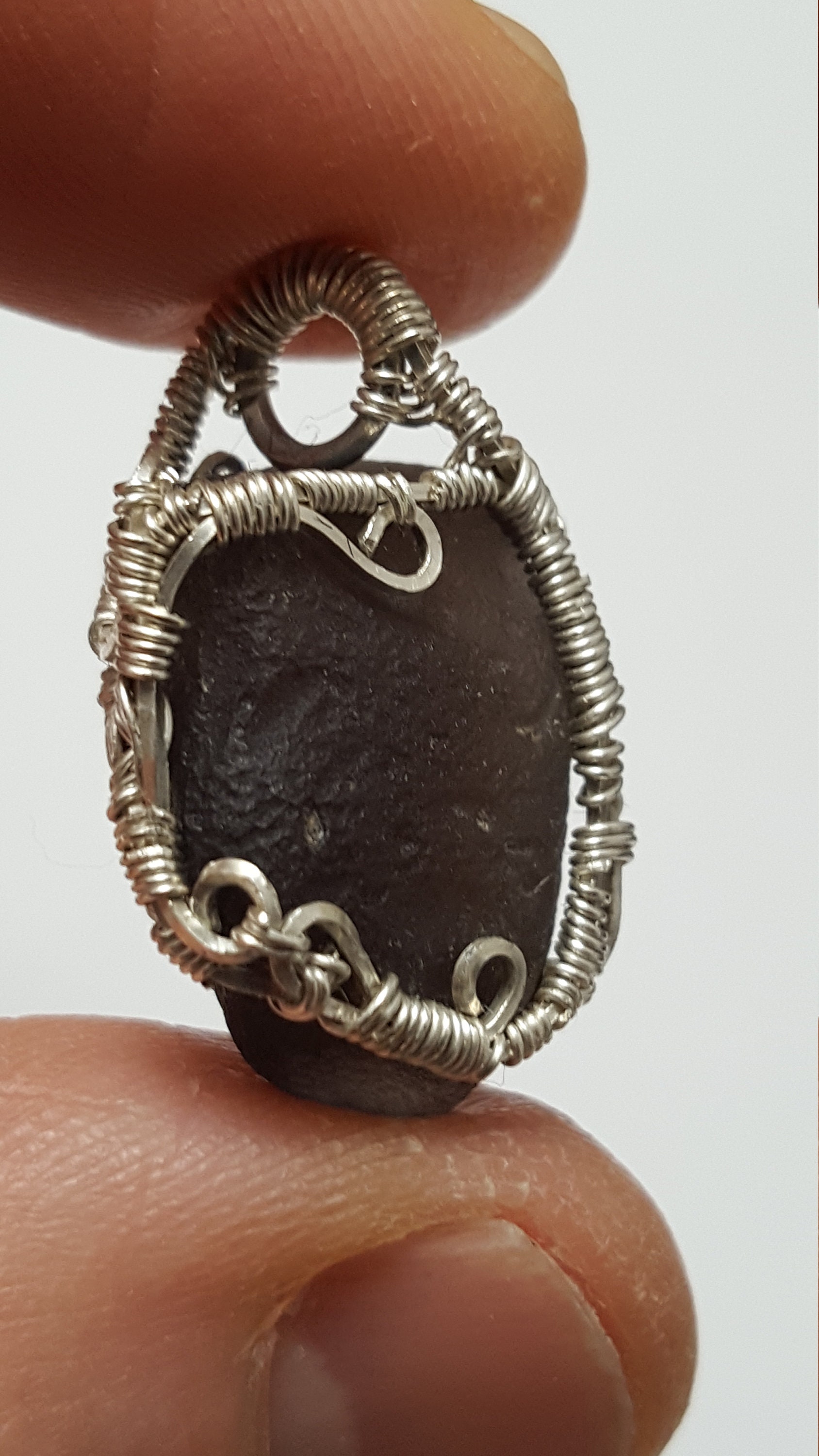 Simple Rustic Sterling Silver Wire Wrap Pendant- AAA Saffordite ...