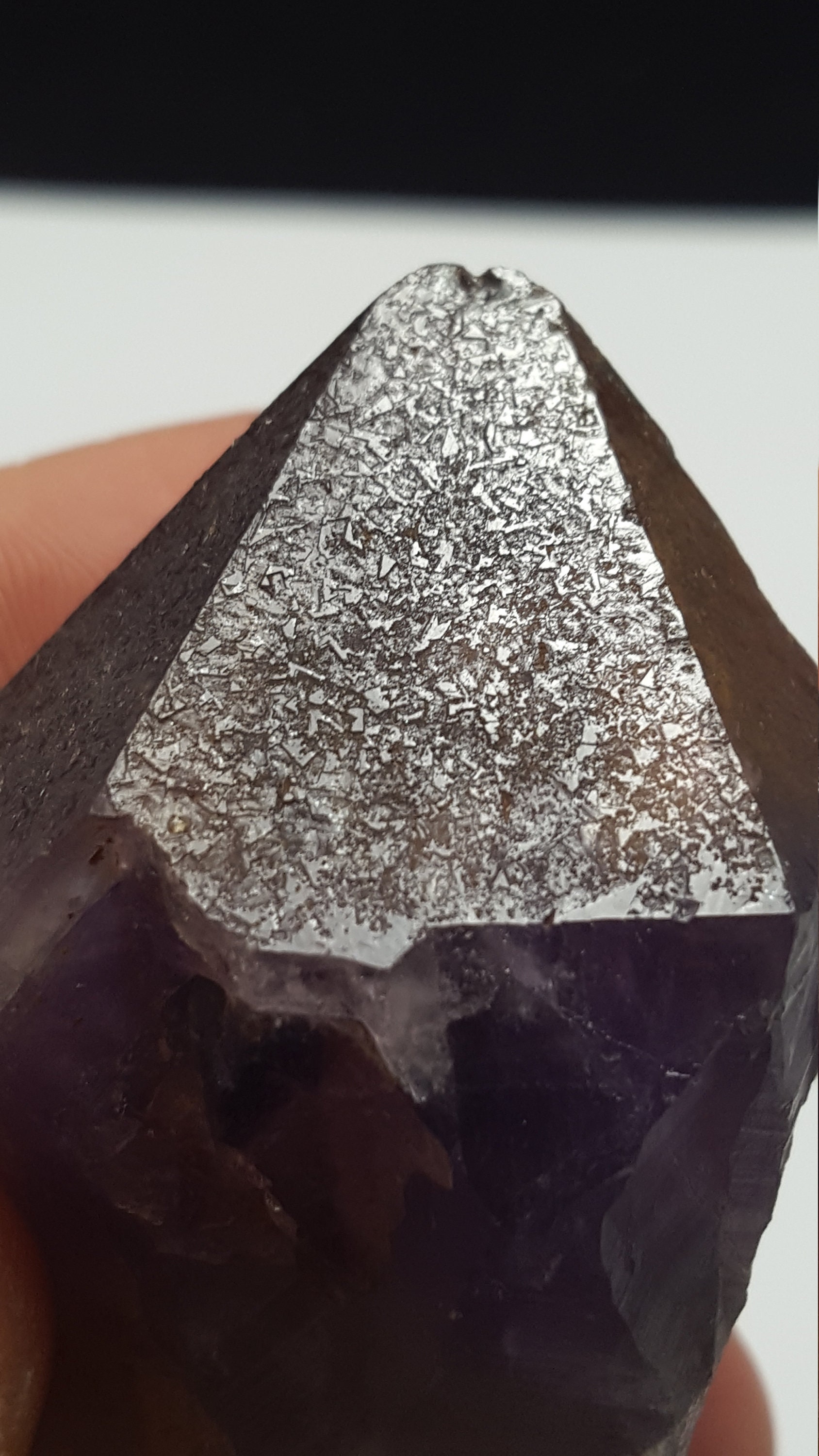 Red Cap Amethyst Quartz Crystal from Thunder Bay Ontario... Hematite ...