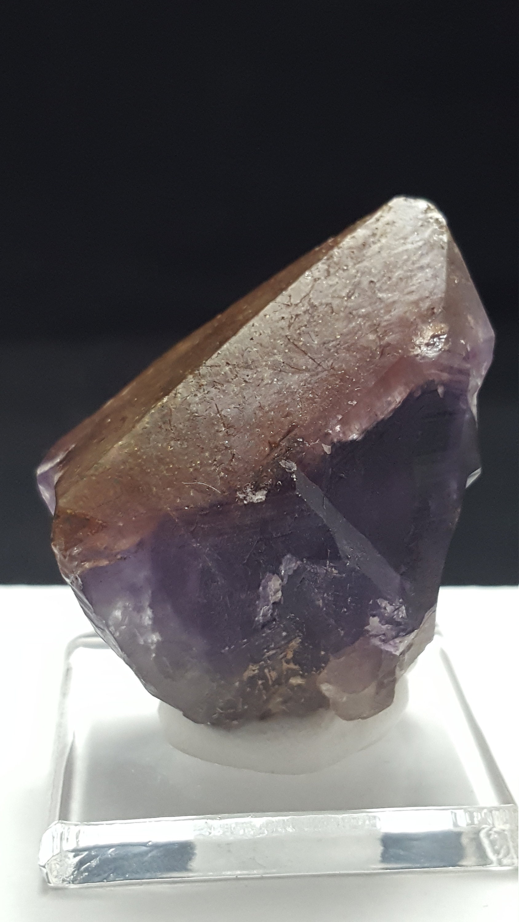 Red Cap Amethyst Quartz Crystal from Thunder Bay Ontario... Hematite ...