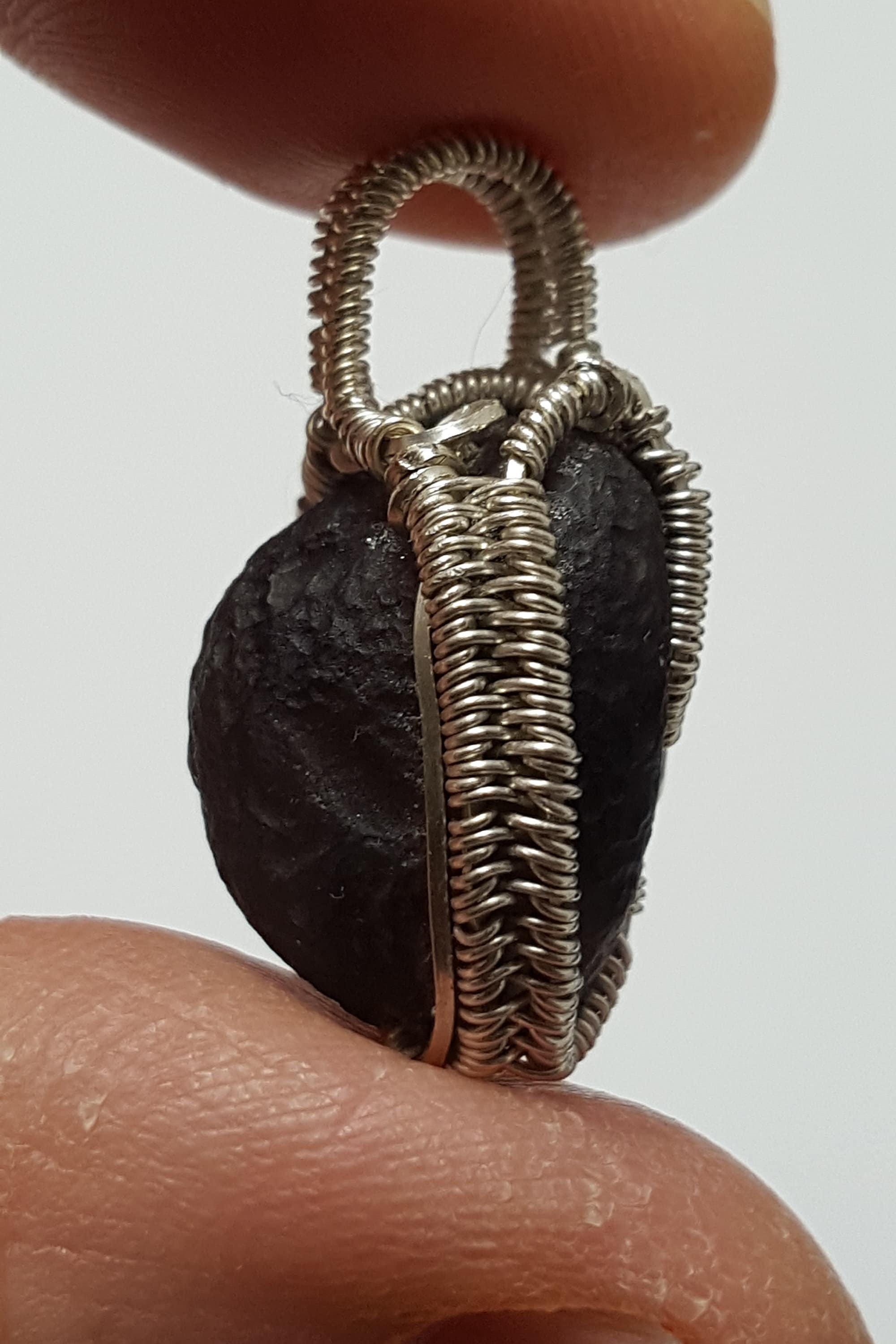 Simple Rustic Sterling Silver Wire Wrap Pendant- AAA Saffordite ...