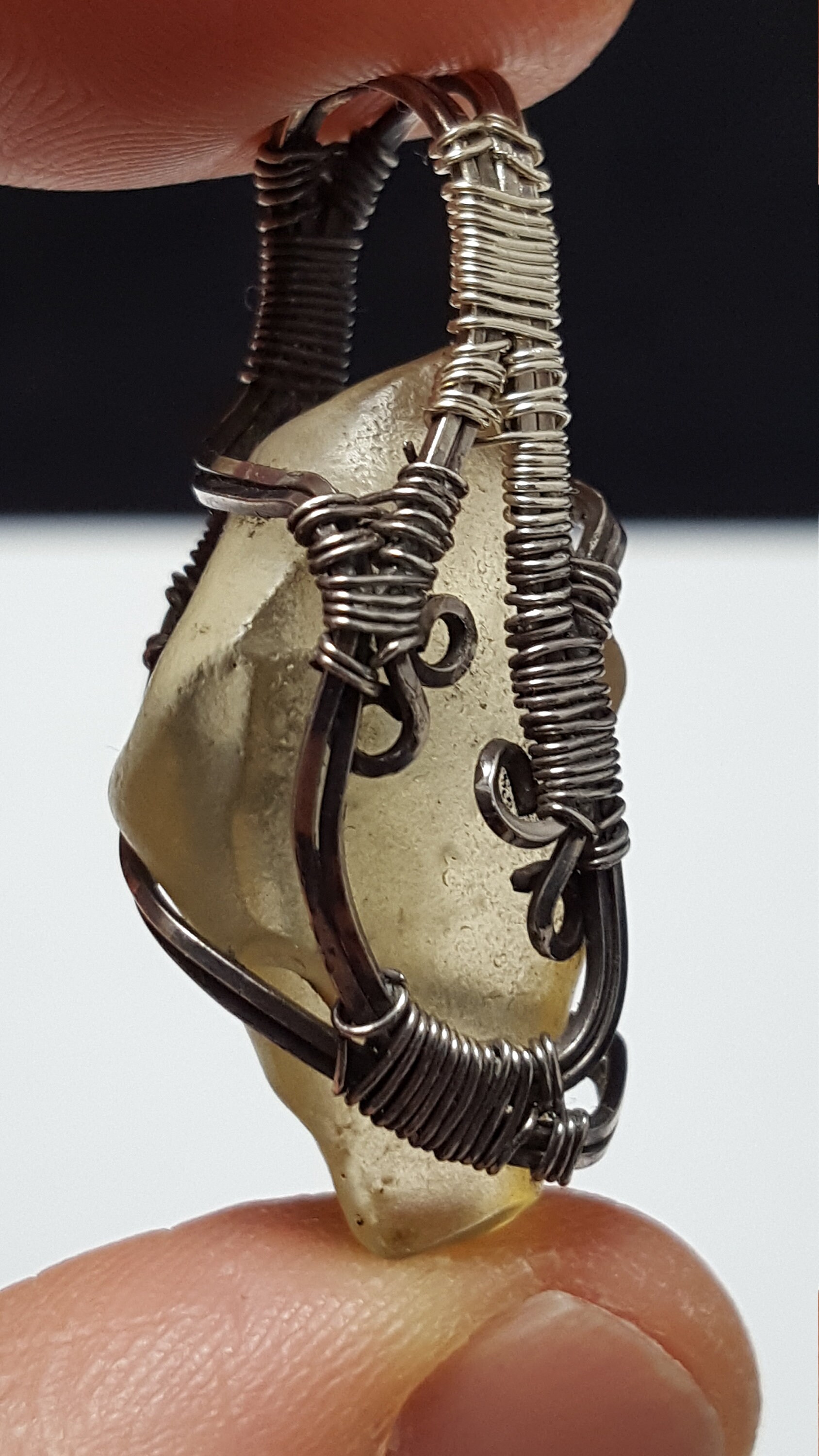 Simple Rustic Sterling Silver Wire Wrap Pendant- AAA Libyan Dessert ...