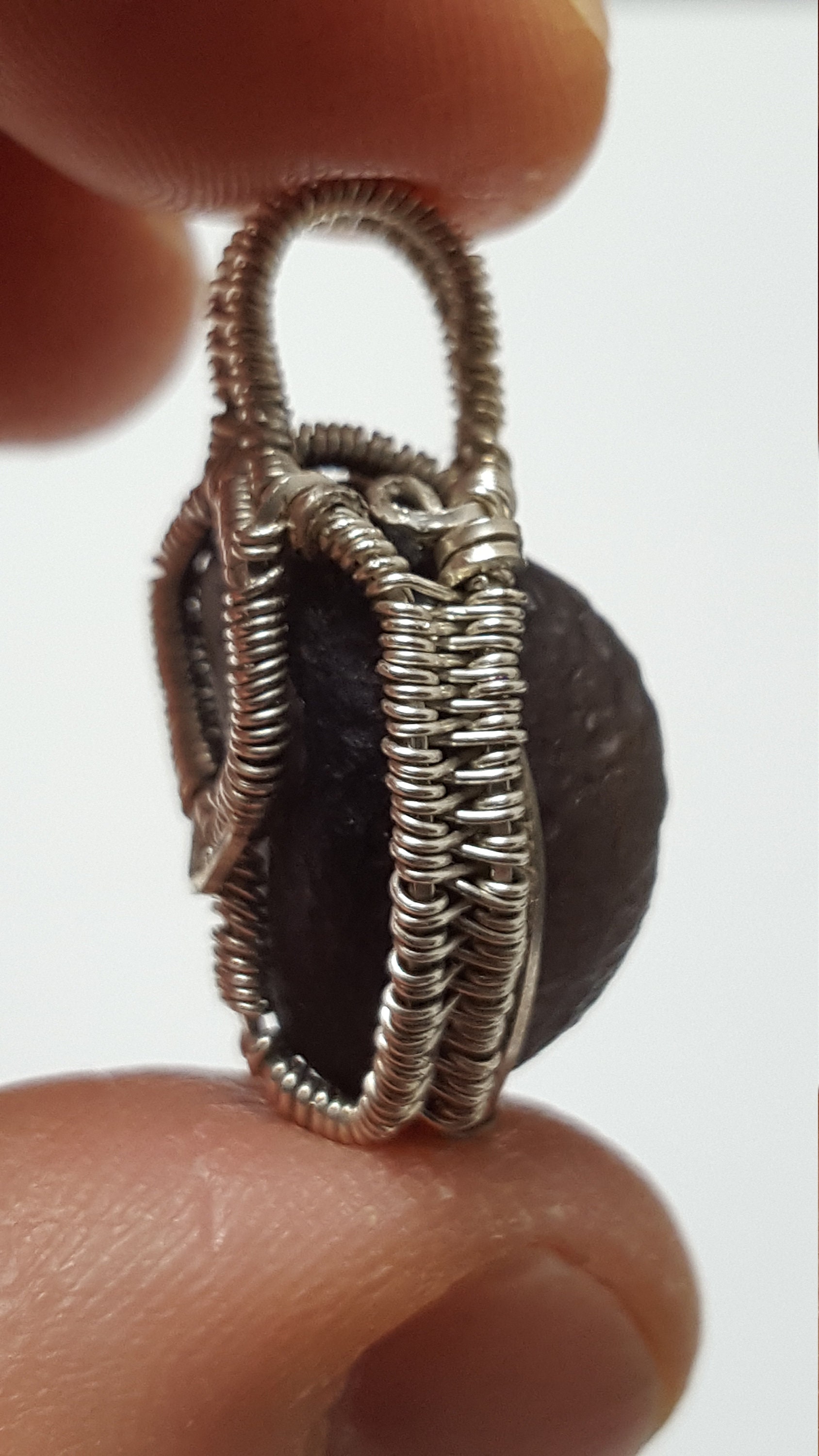 Simple Rustic Sterling Silver Wire Wrap Pendant- AAA Saffordite ...