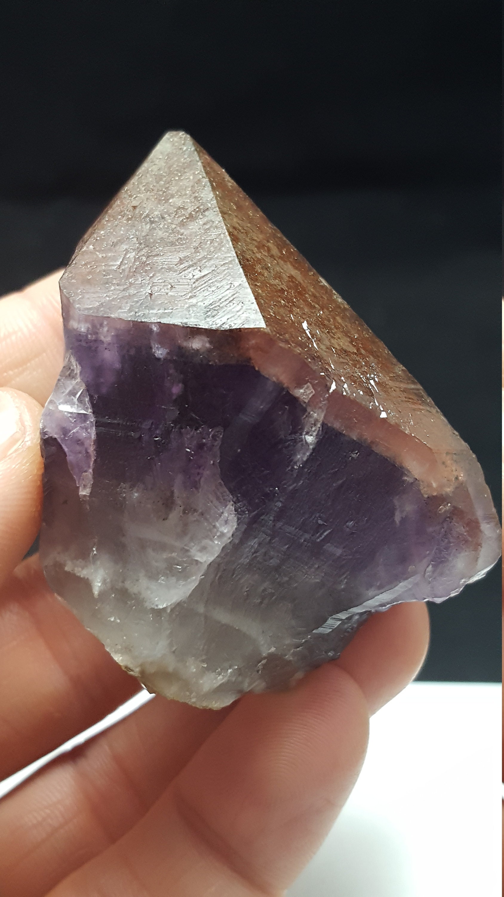Red Cap Amethyst Quartz Crystal from Thunder Bay Ontario... Hematite ...