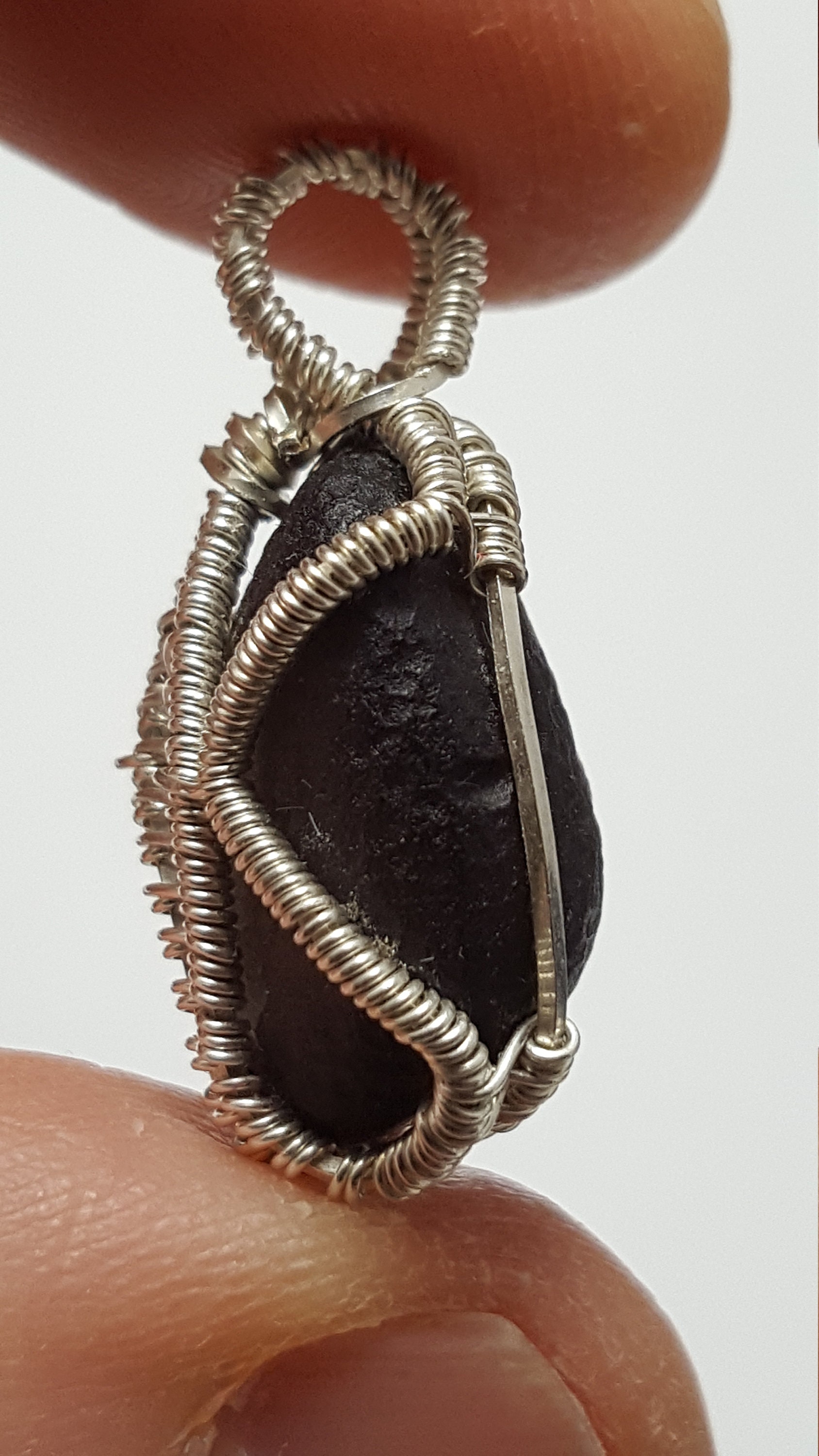Simple Rustic Sterling Silver Wire Wrap Pendant- AAA Saffordite ...