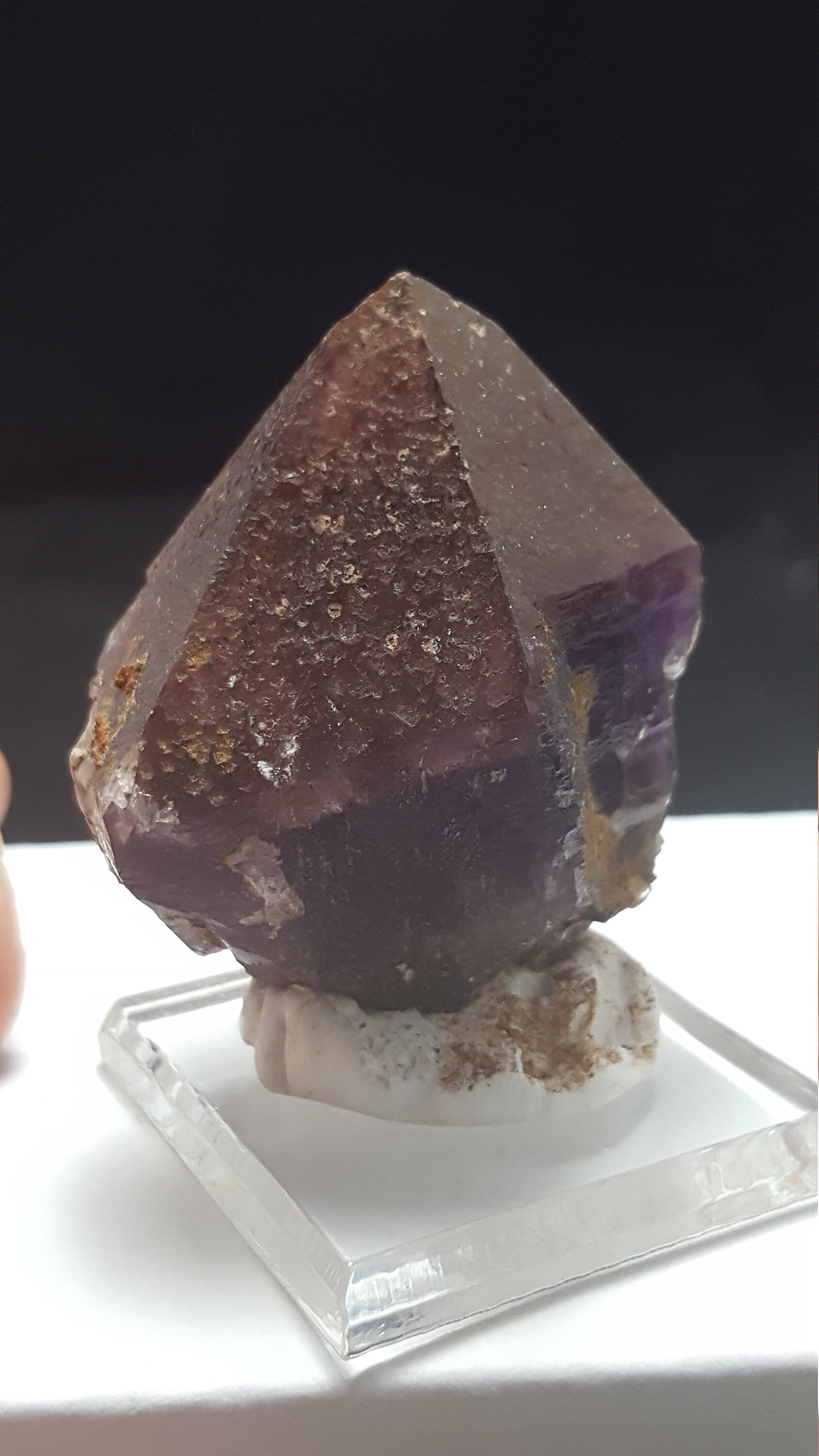 Red Cap Amethyst Quartz Crystal from Thunder Bay Ontario... Hematite ...
