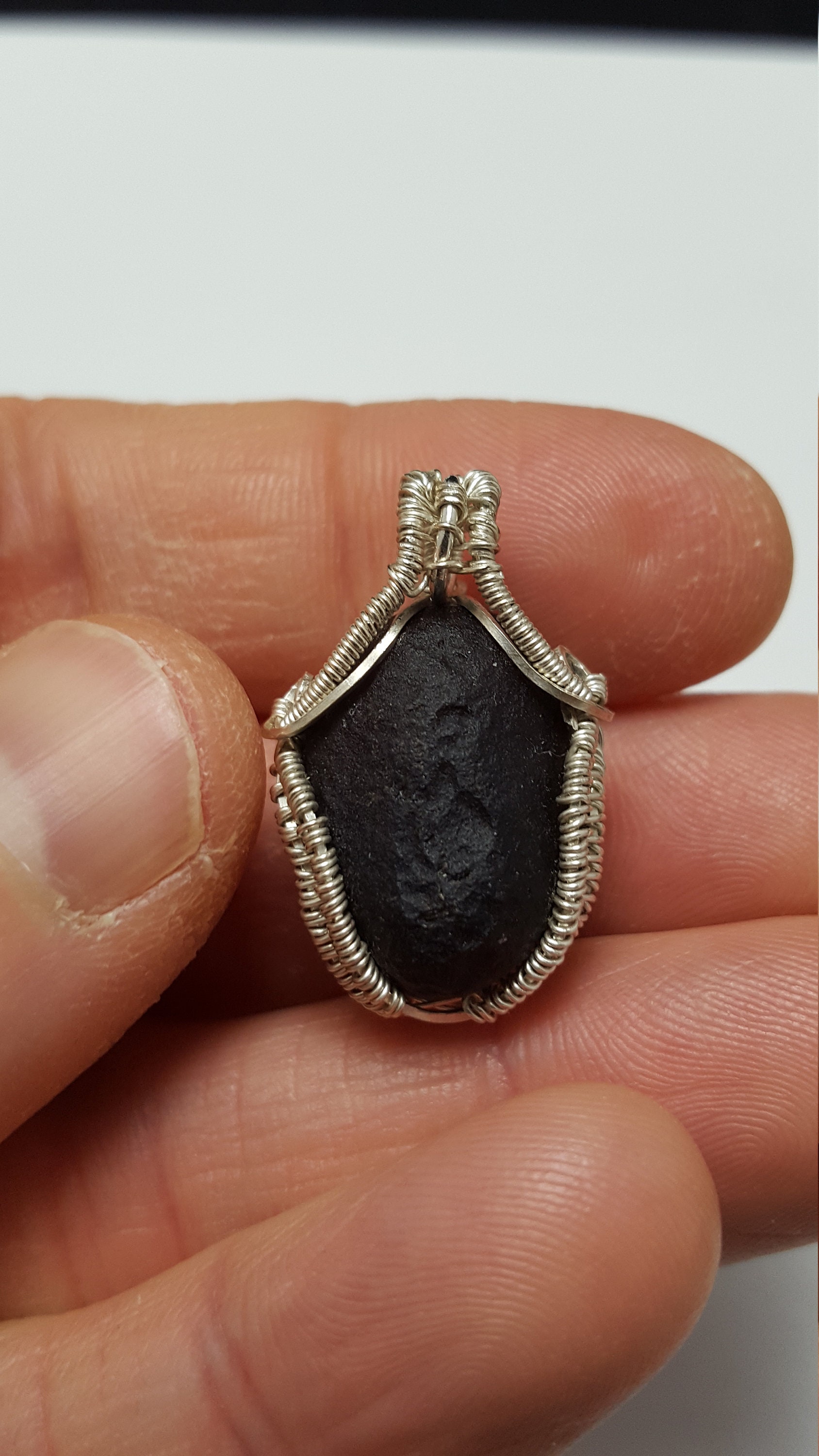 Simple Rustic Sterling Silver Wire Wrap Pendant- AAA Saffordite ...