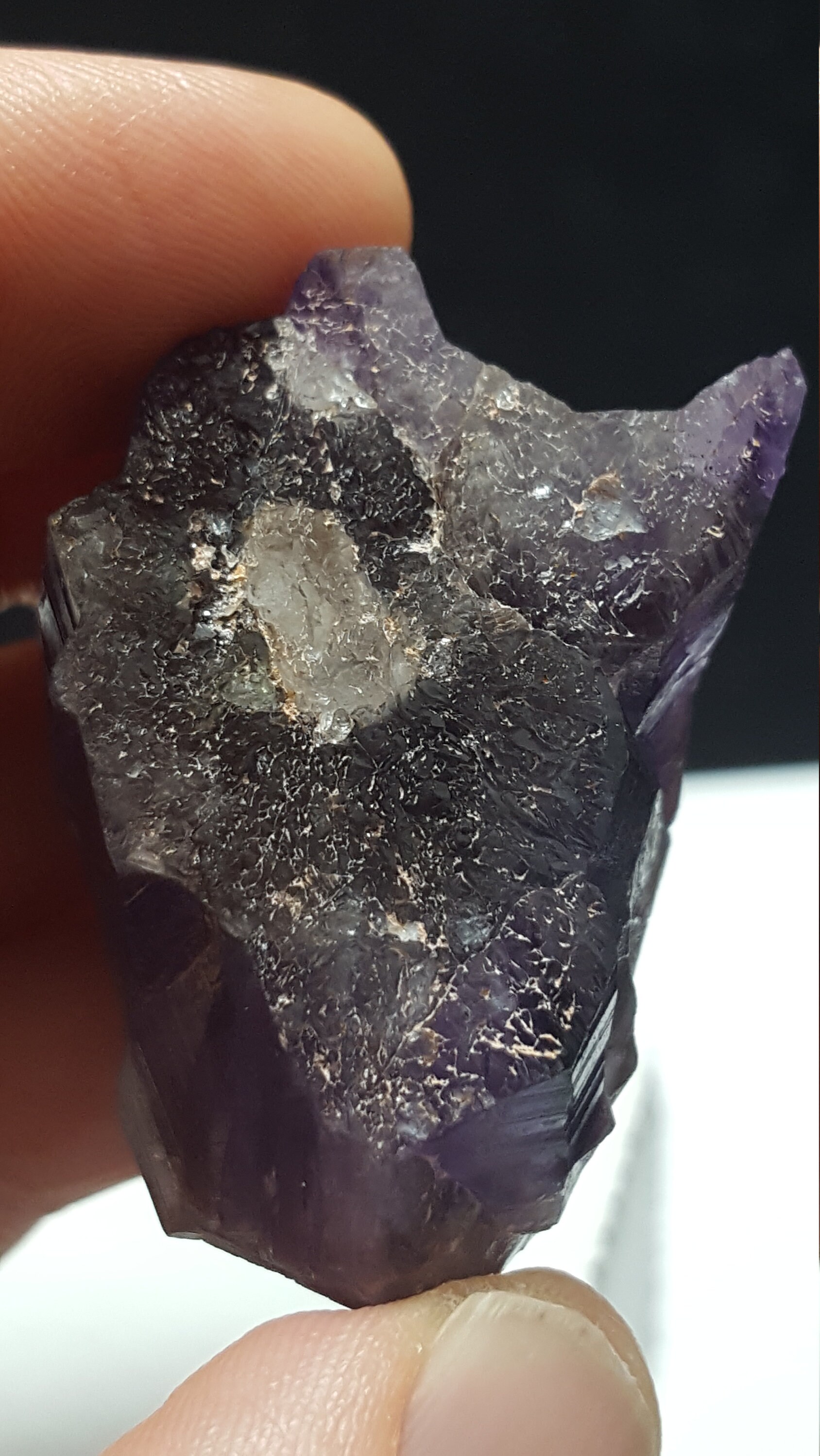 Red Cap Amethyst Quartz Crystal from Thunder Bay Ontario... Hematite ...