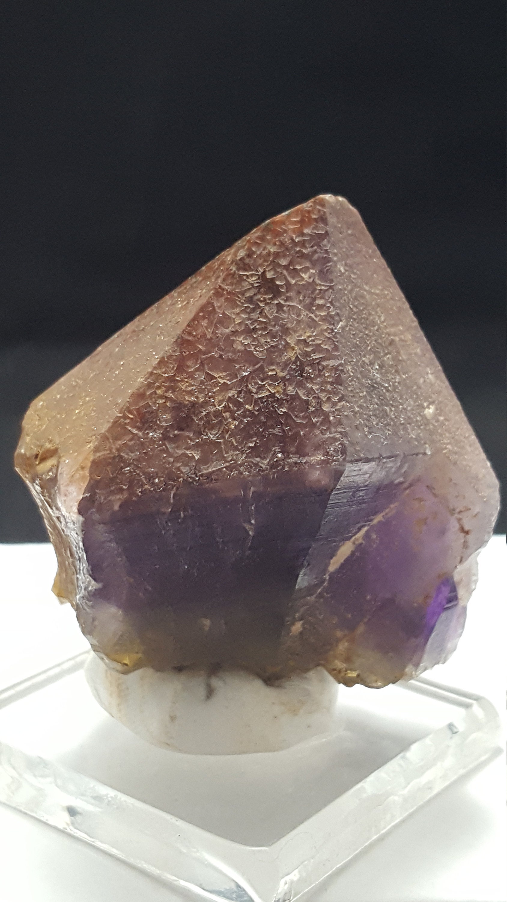 Red Cap Amethyst Quartz Crystal from Thunder Bay Ontario... Hematite ...
