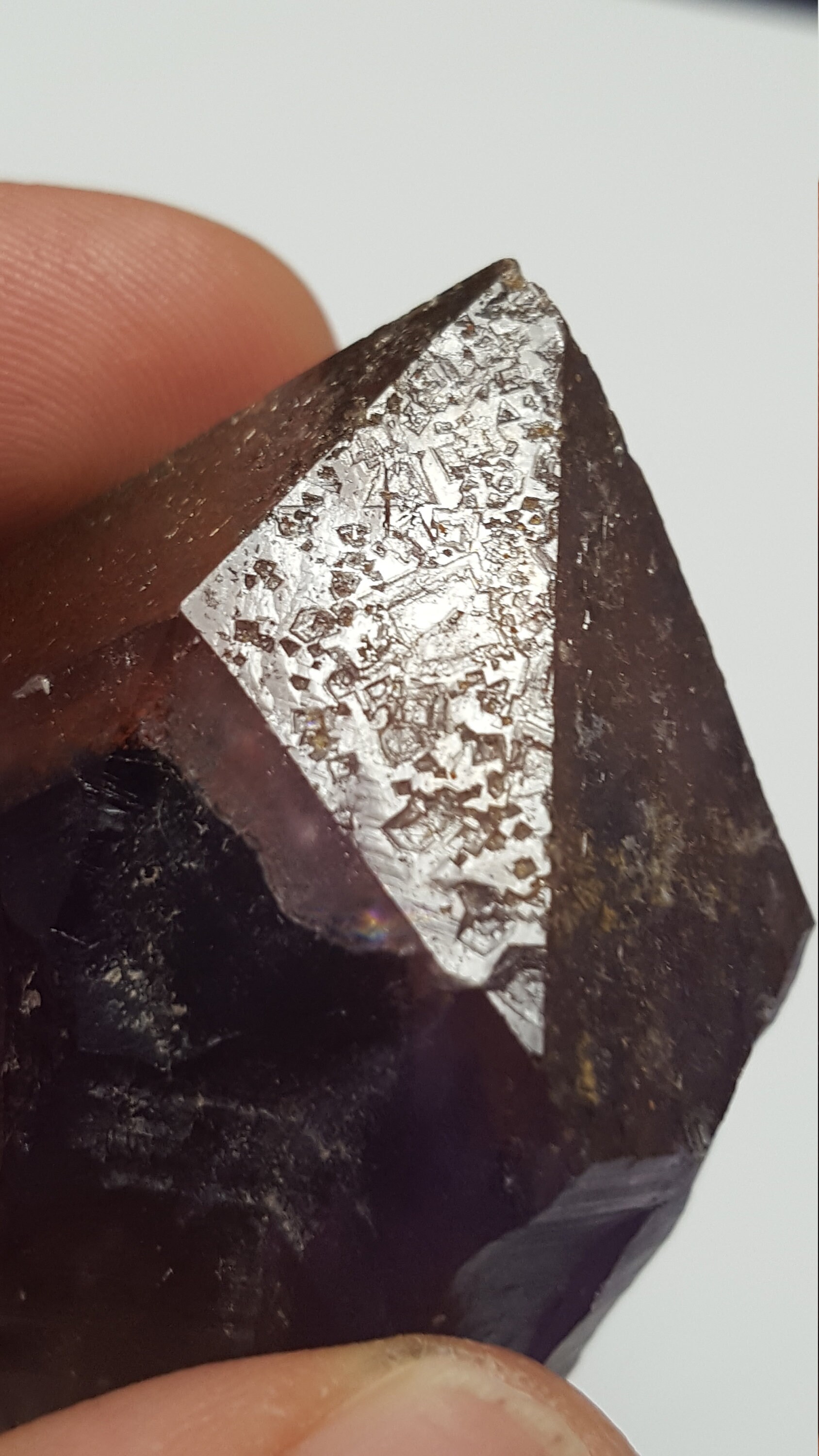 Red Cap Amethyst Quartz Crystal from Thunder Bay Ontario... Hematite ...