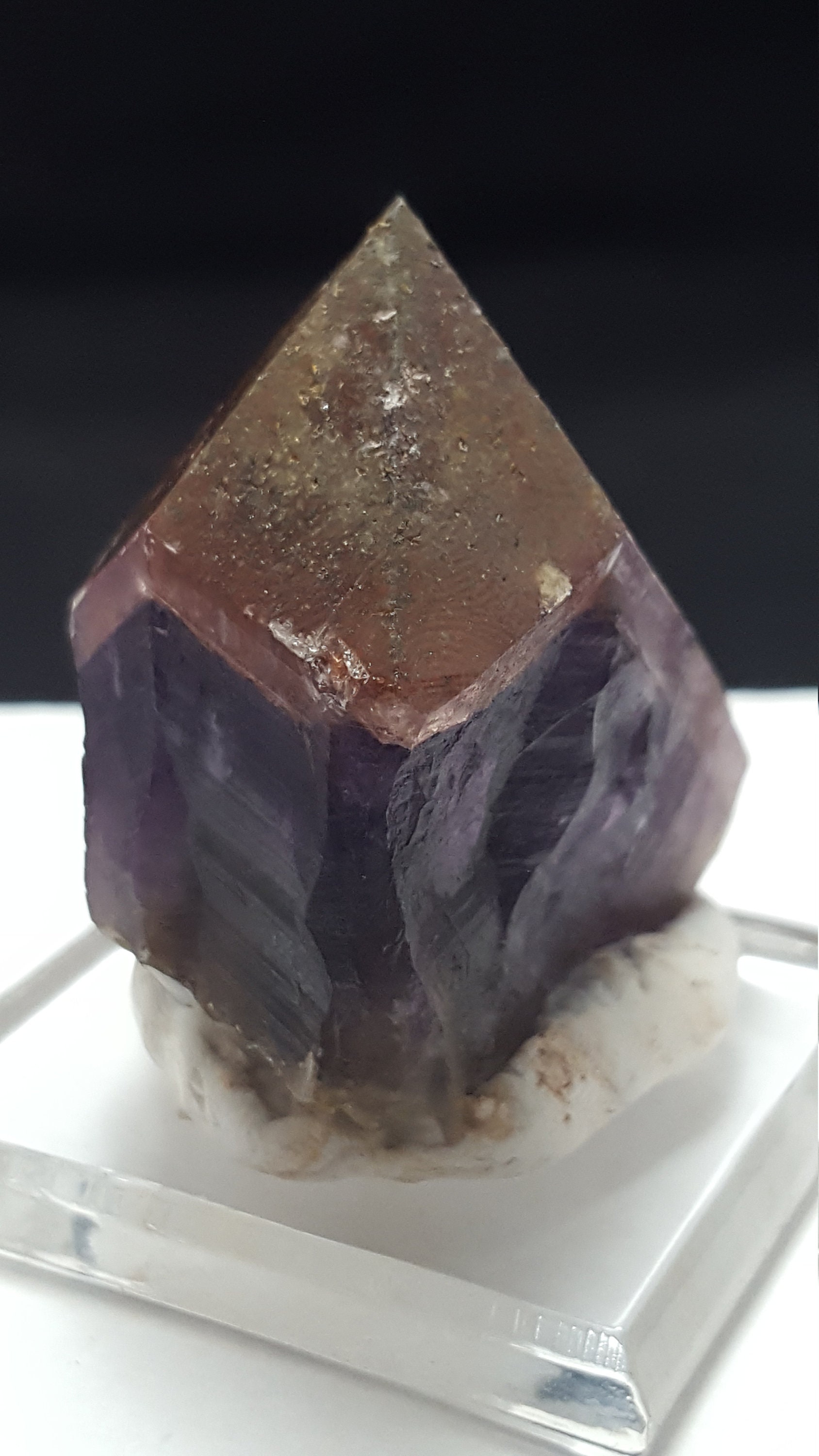 Red Cap Amethyst Quartz Crystal from Thunder Bay Ontario... Hematite ...