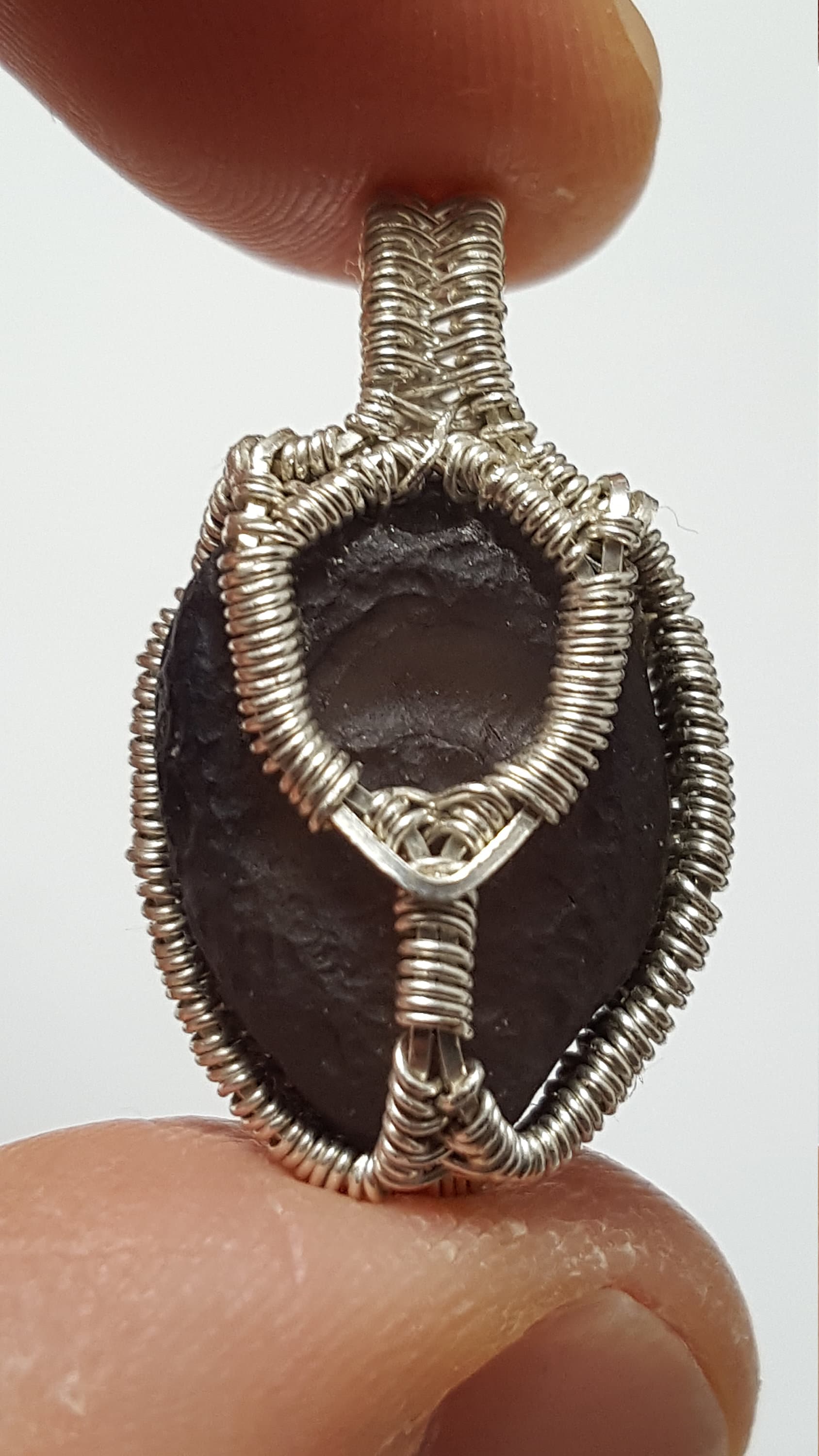 Simple Rustic Sterling Silver Wire Wrap Pendant- AAA Saffordite ...