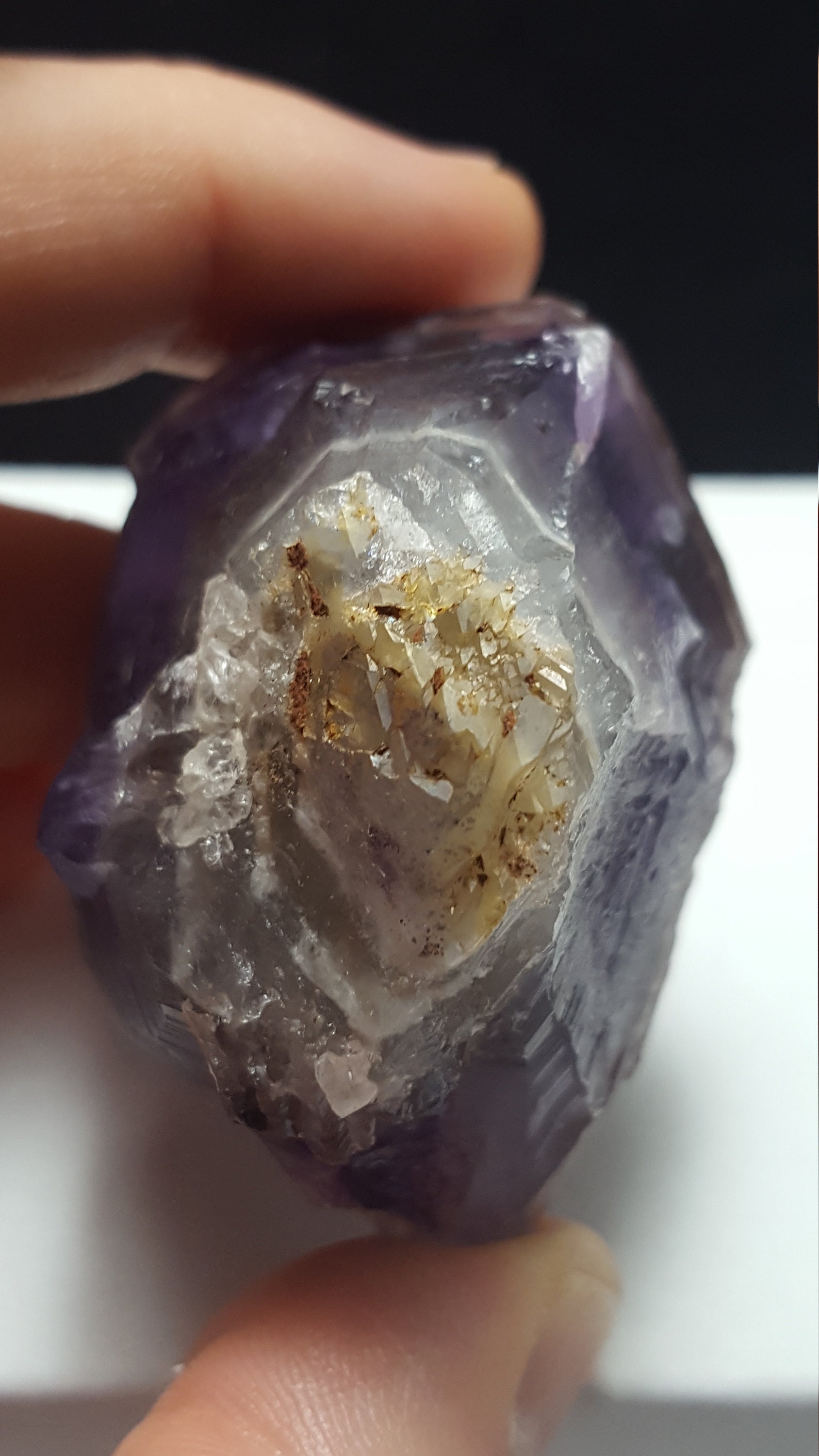 Red Cap Amethyst Quartz Crystal from Thunder Bay Ontario... Hematite ...