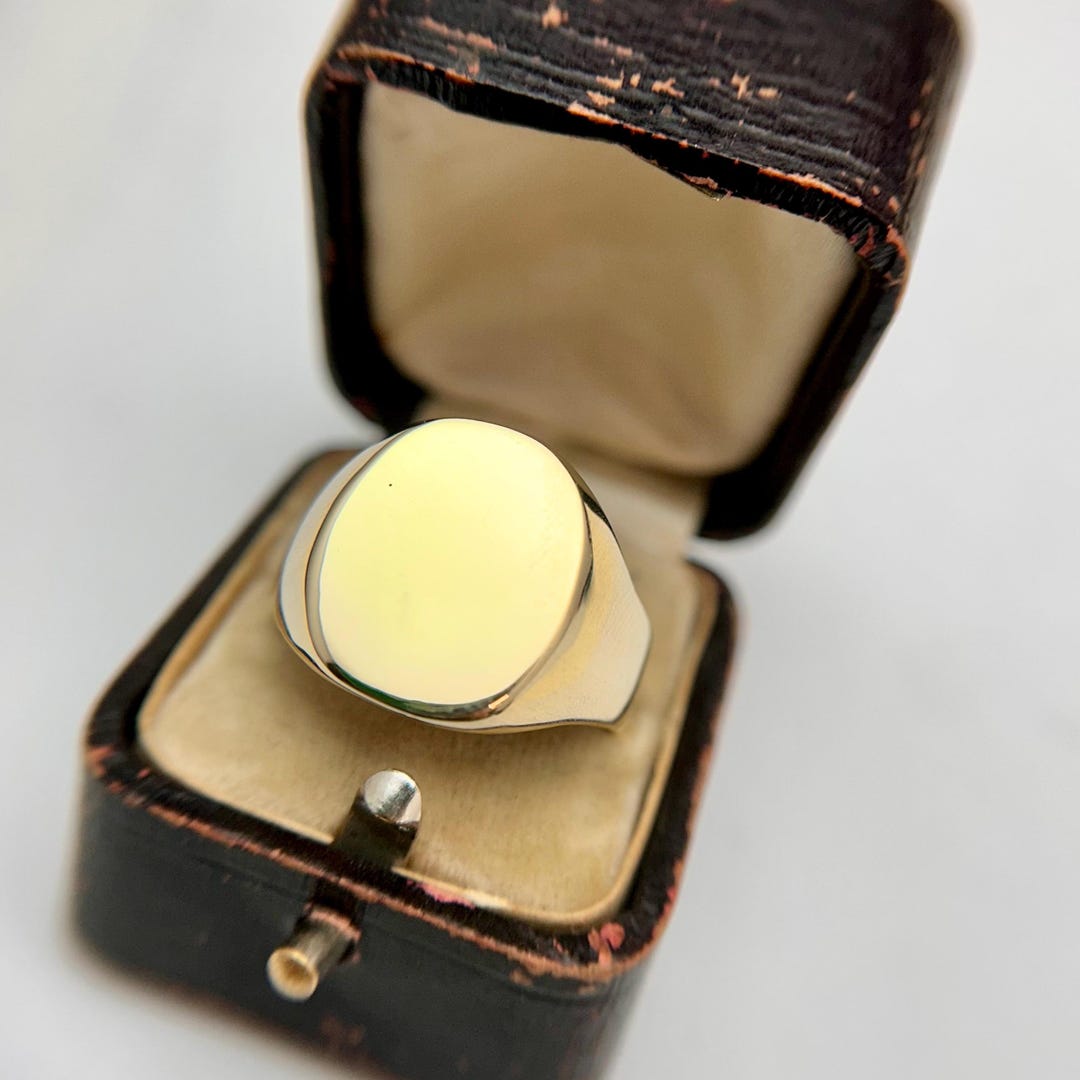 Vintage Large Gold Blank Signet Ring - Etsy