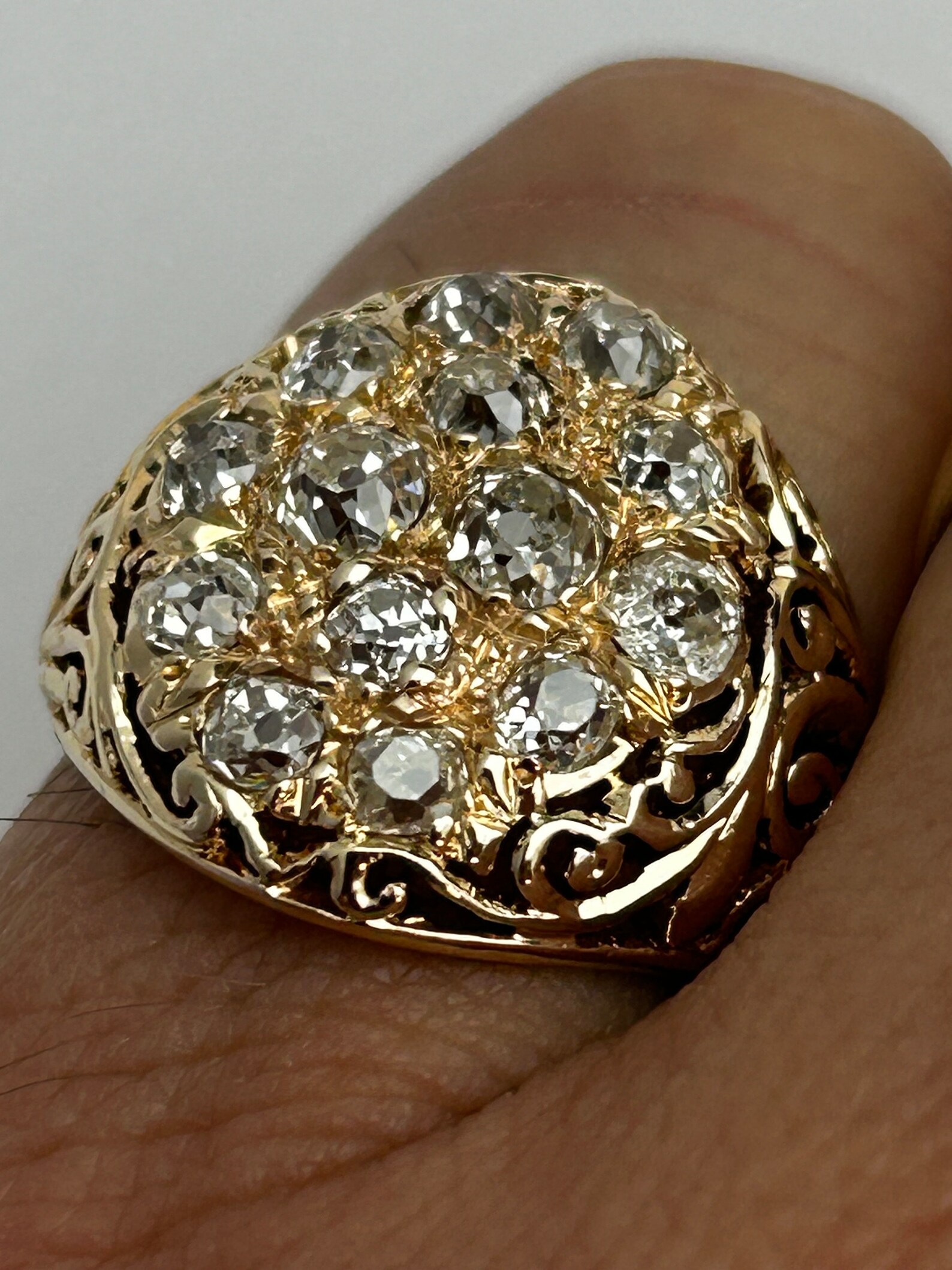 Vintage Kentucky Cluster With Antique Old Mine Cut Diamonds - Etsy