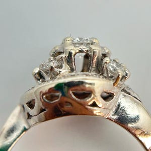 Vintage Bypass Design White Gold Diamond Solitaire Engagement Ring - Etsy