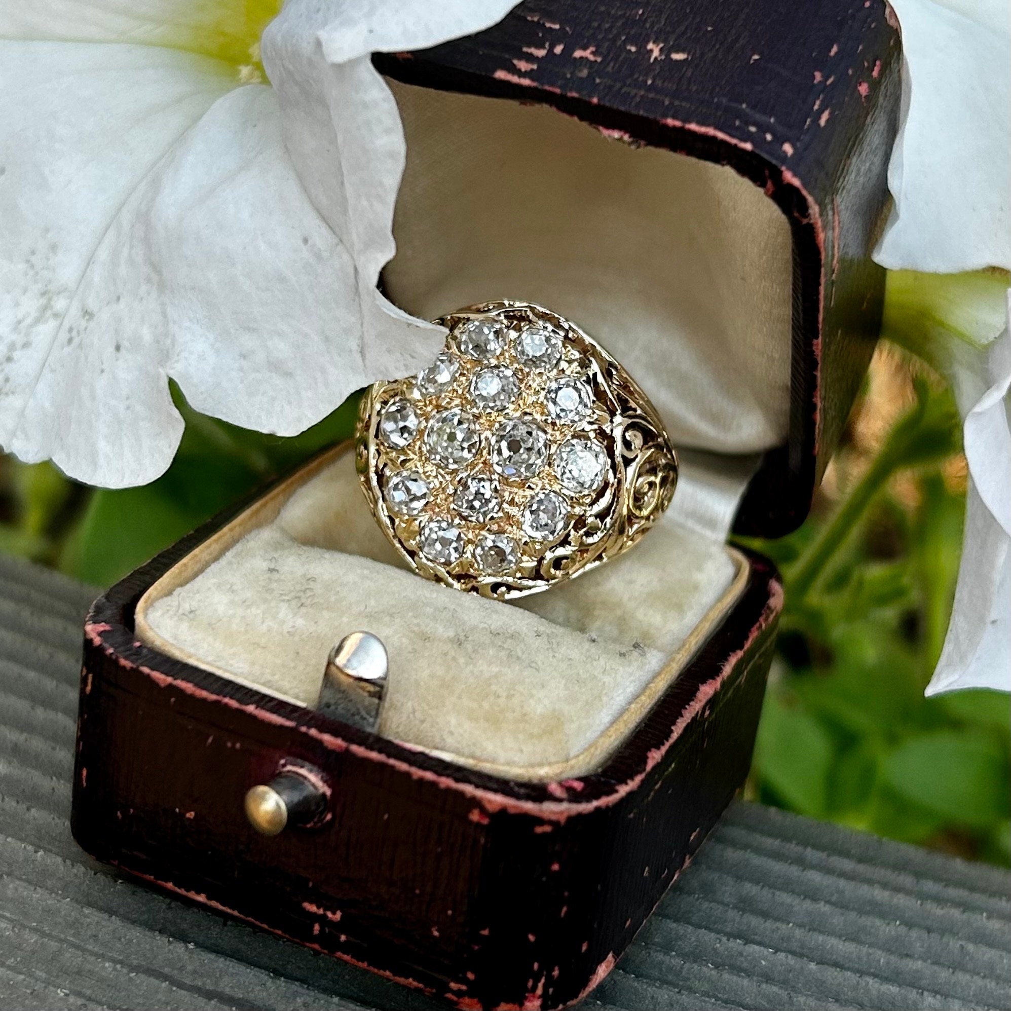 Vintage Kentucky Cluster With Antique Old Mine Cut Diamonds - Etsy