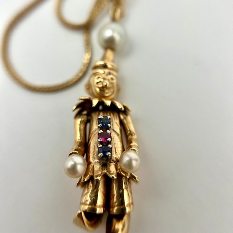 Vintage Pearl Sapphire and Ruby Articulated Happy Clown - Etsy
