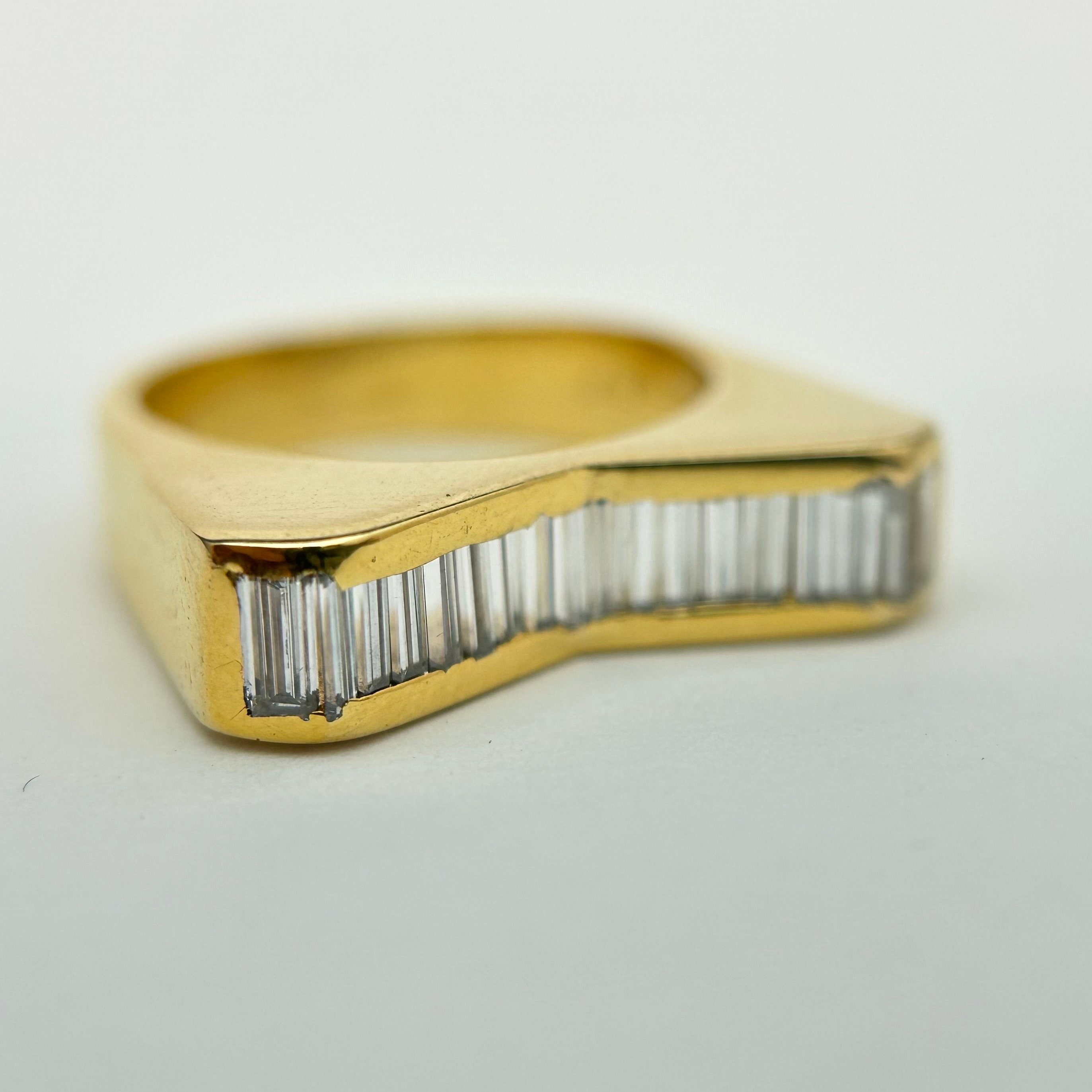 Vintage Stackable Concave Channel Set Diamond Band With - Etsy