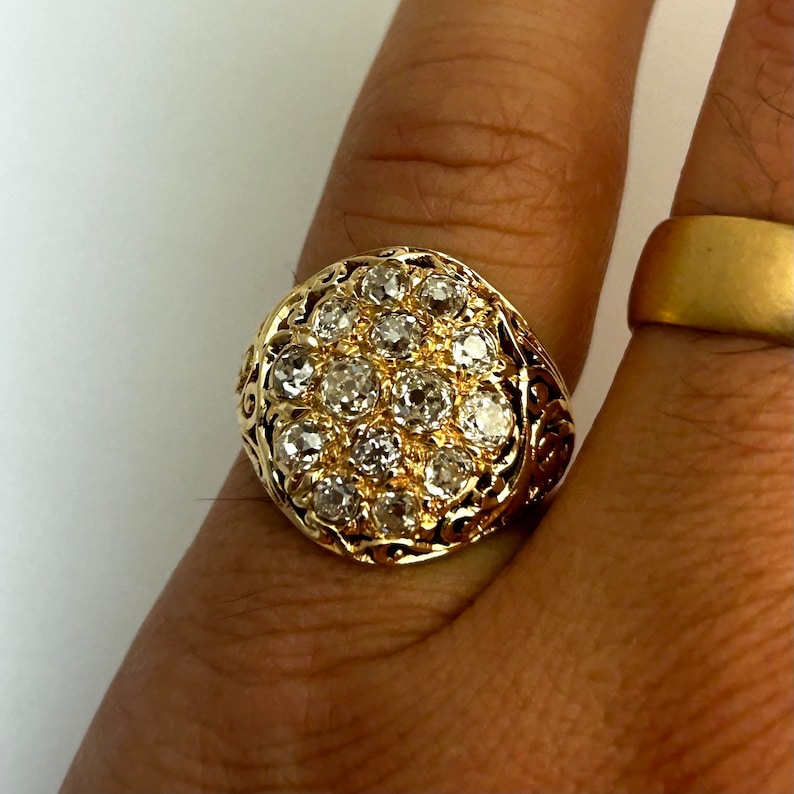 Vintage Kentucky Cluster With Antique Old Mine Cut Diamonds - Etsy