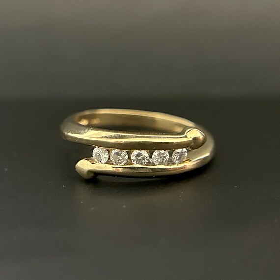 Vintage bypass style tension set diamond band ring in… - Gem