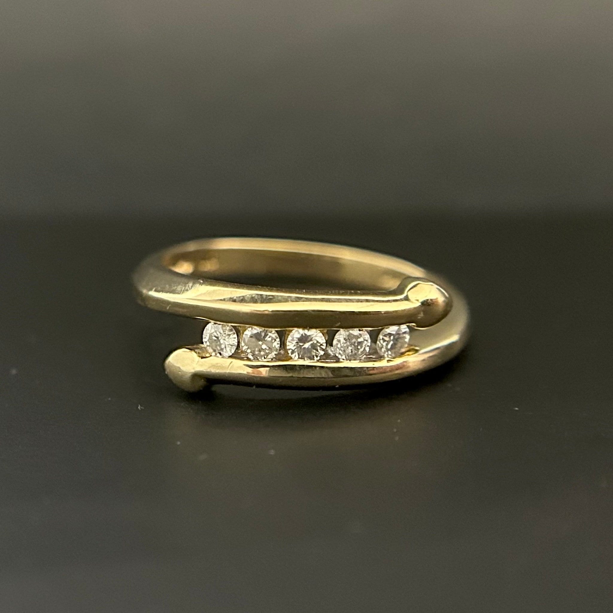 Vintage Bypass Style Tension Set Diamond Band Ring in 10k Yellow Gold ...