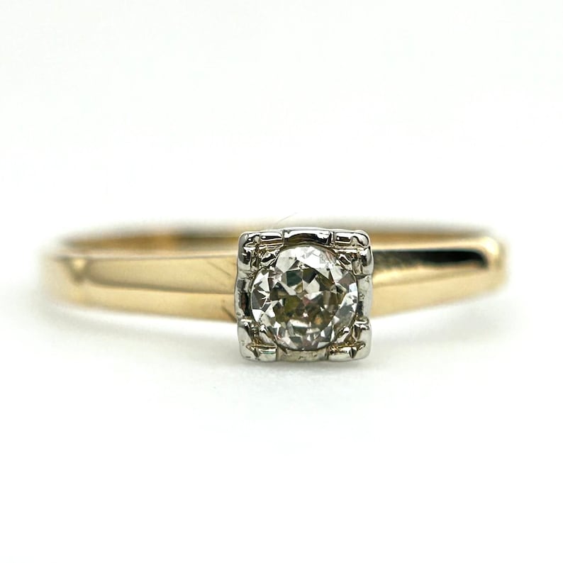 Vintage Retro Style Diamond Solitaire Ring - Etsy