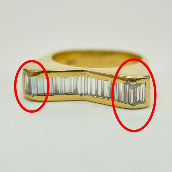 Vintage stackable concave channel set diamond band wi… - Gem