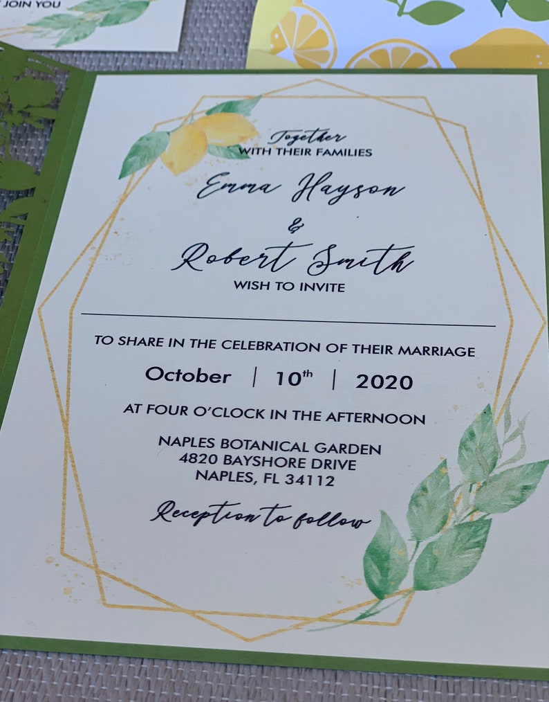 Lemon Theme Invitation Laser Cut Wedding Invitation With - Etsy