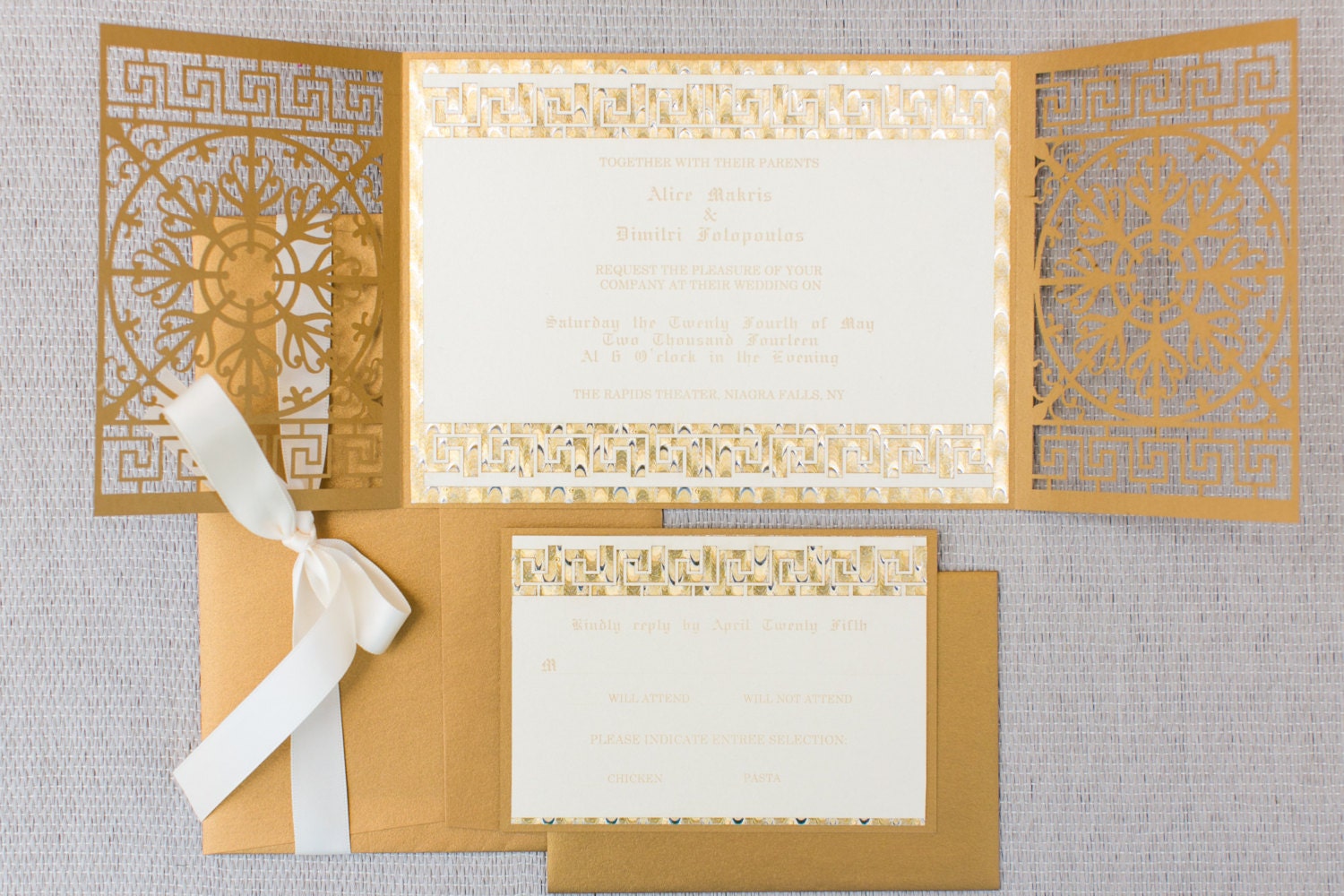 Laser Cut Greek Key Pattern Wedding Invitation - Etsy