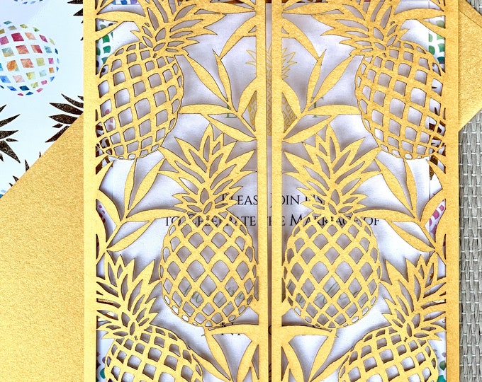 Pineapple Invitation, Laser Cut Pineapple Wedding Invitation, Summer ...