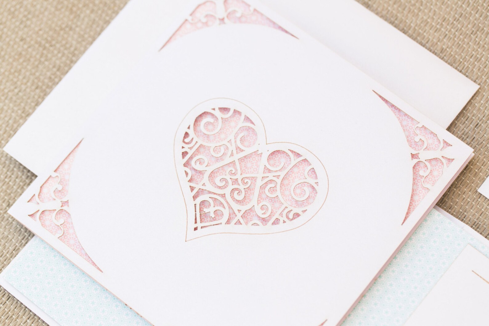 Laser Cut Wedding Invitation With Heart Motif _ Available in - Etsy