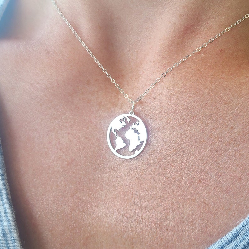 World Map Necklace - Etsy