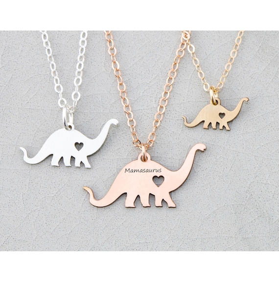 Dinosaur Necklace Mom Gift Dino Mother Child Charm Brachiosaurus Long Neck Unique Mama Necklace Personalize Name Funny Gift Cute Etsy