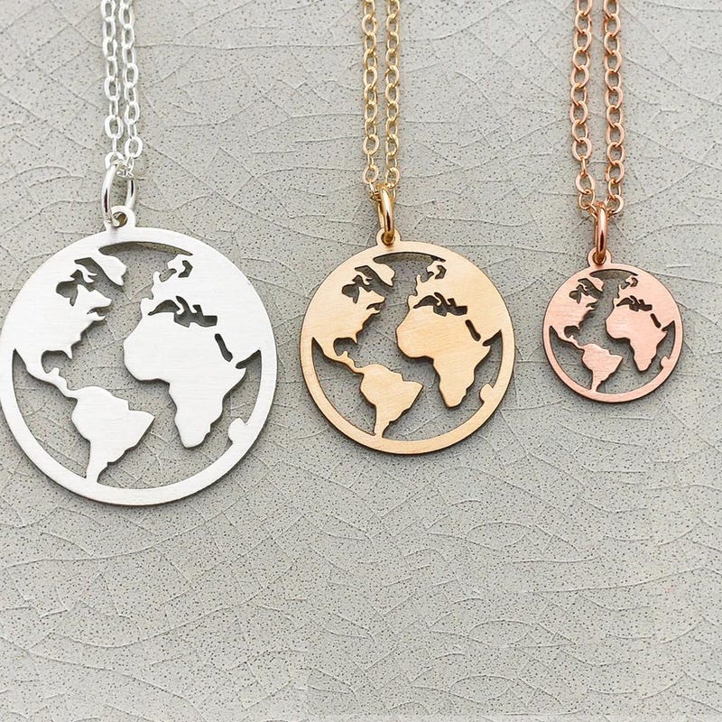 World Map Necklace - Etsy