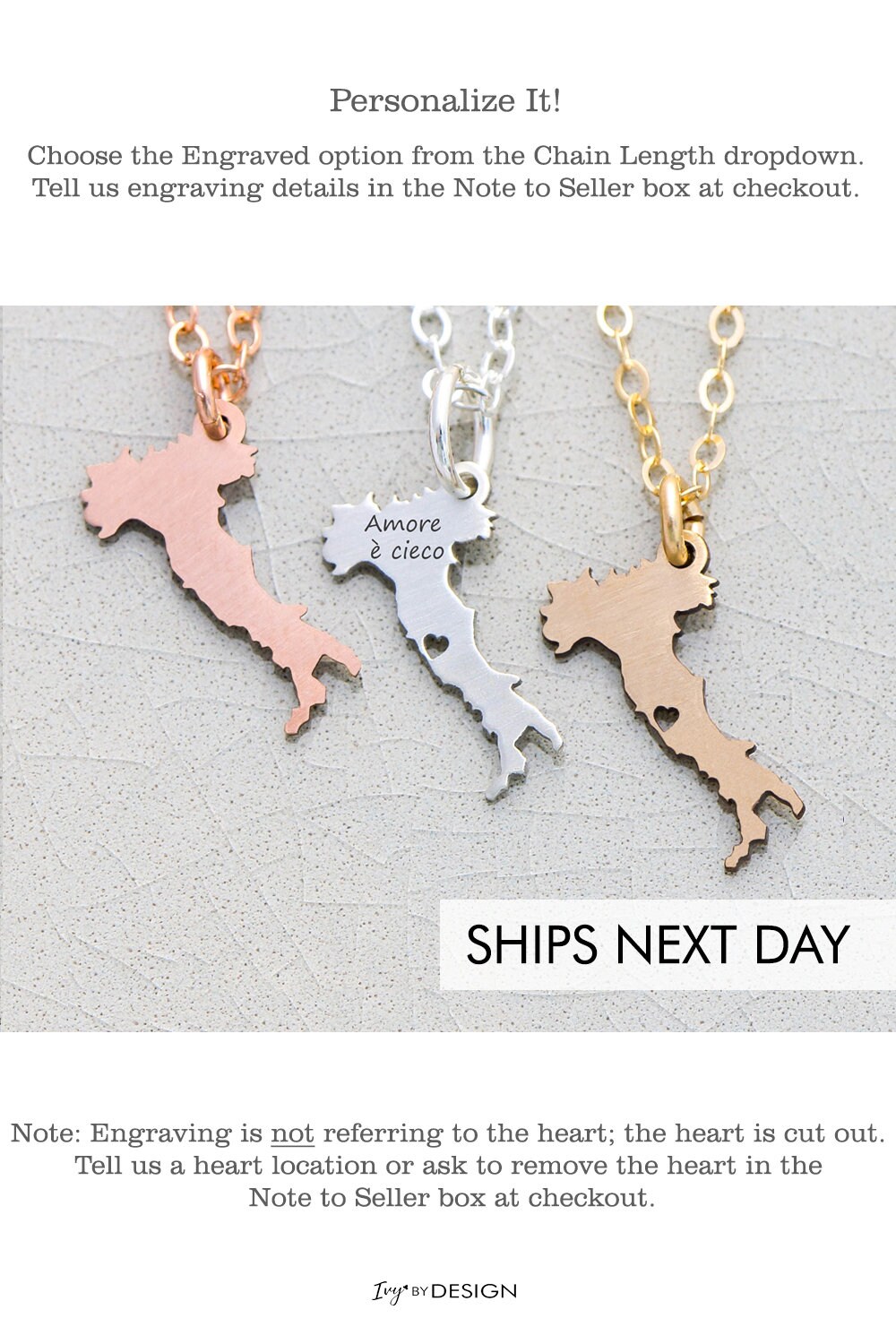 Italy Necklace Italy Jewelry Silver Italy Charm Europe | Etsy