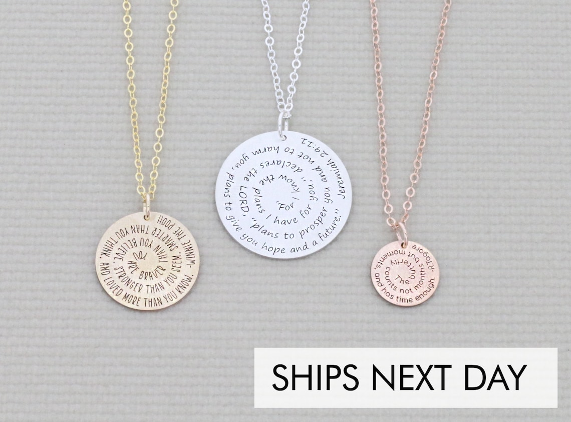 Custom Quote Necklace Personalized Phrase Jewelry Book Quote - Etsy