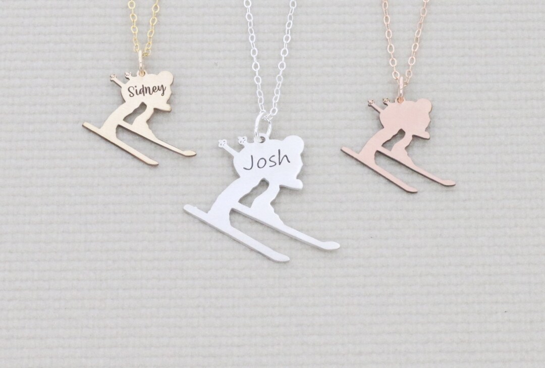Sterling Silver Skier Necklace: Personalized Winter Sport Jewelry - Etsy