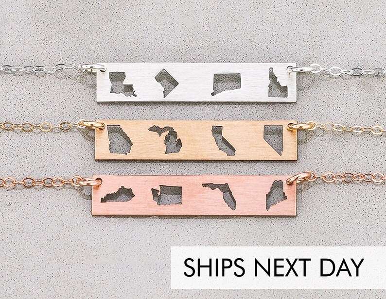 Best Friend Jewelry Best Friend Gift Ideas Custom State Bar - Etsy