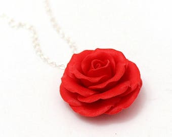 Red rose necklace | Etsy