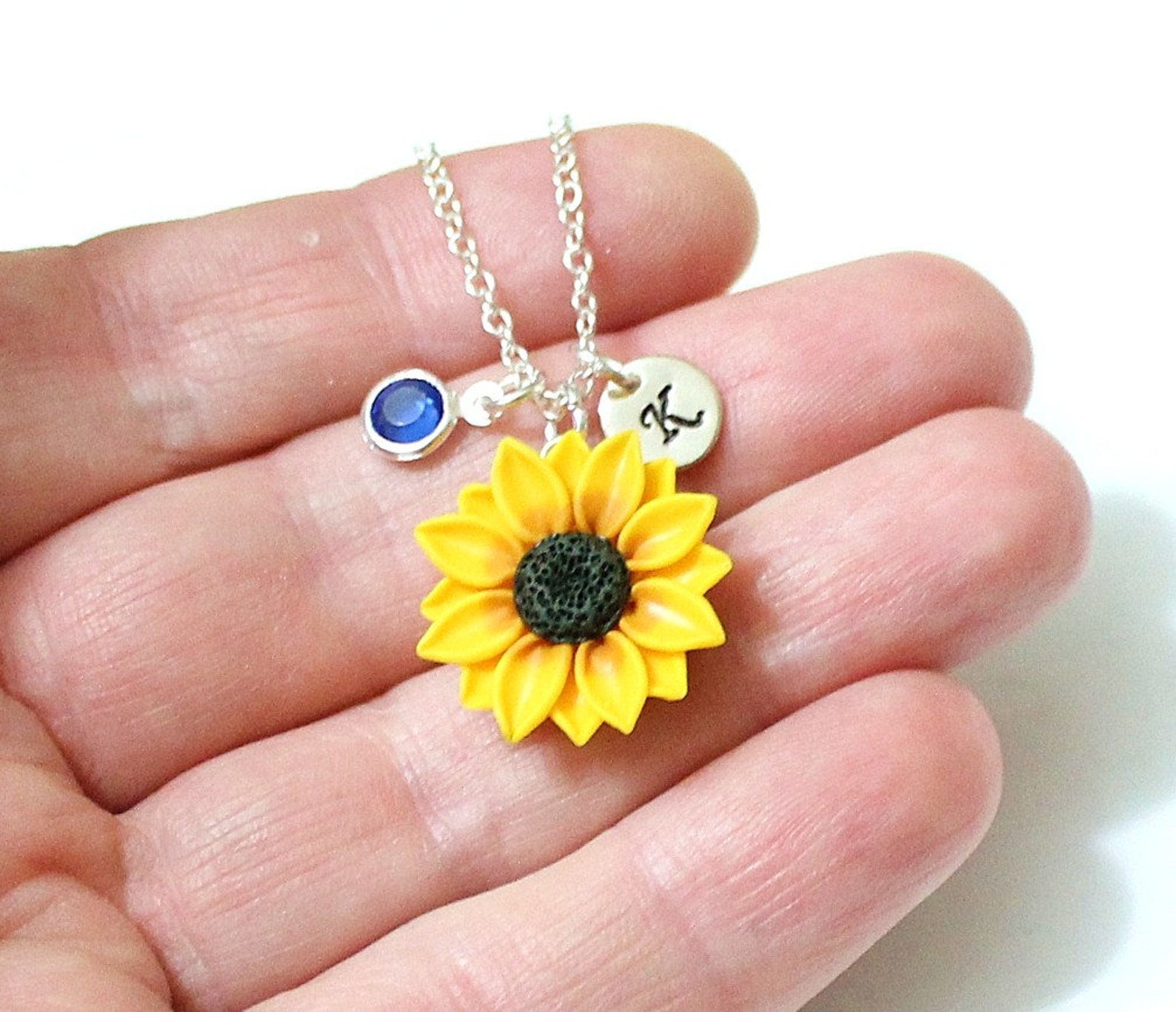 Collana girasole ciondolo giallo pietra di nascita del disco | Etsy