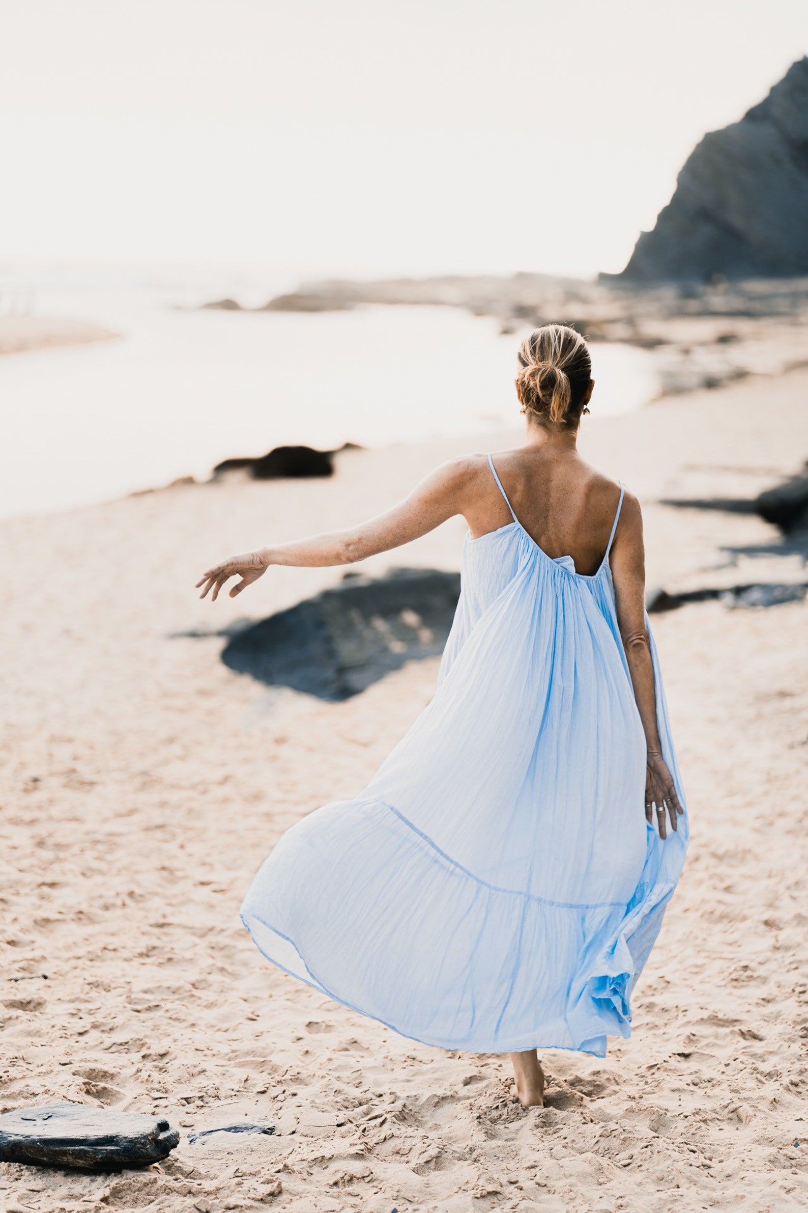 Light Blue Summer Maxi Dress is Finest Muslin Cotton With Hand | Etsy
