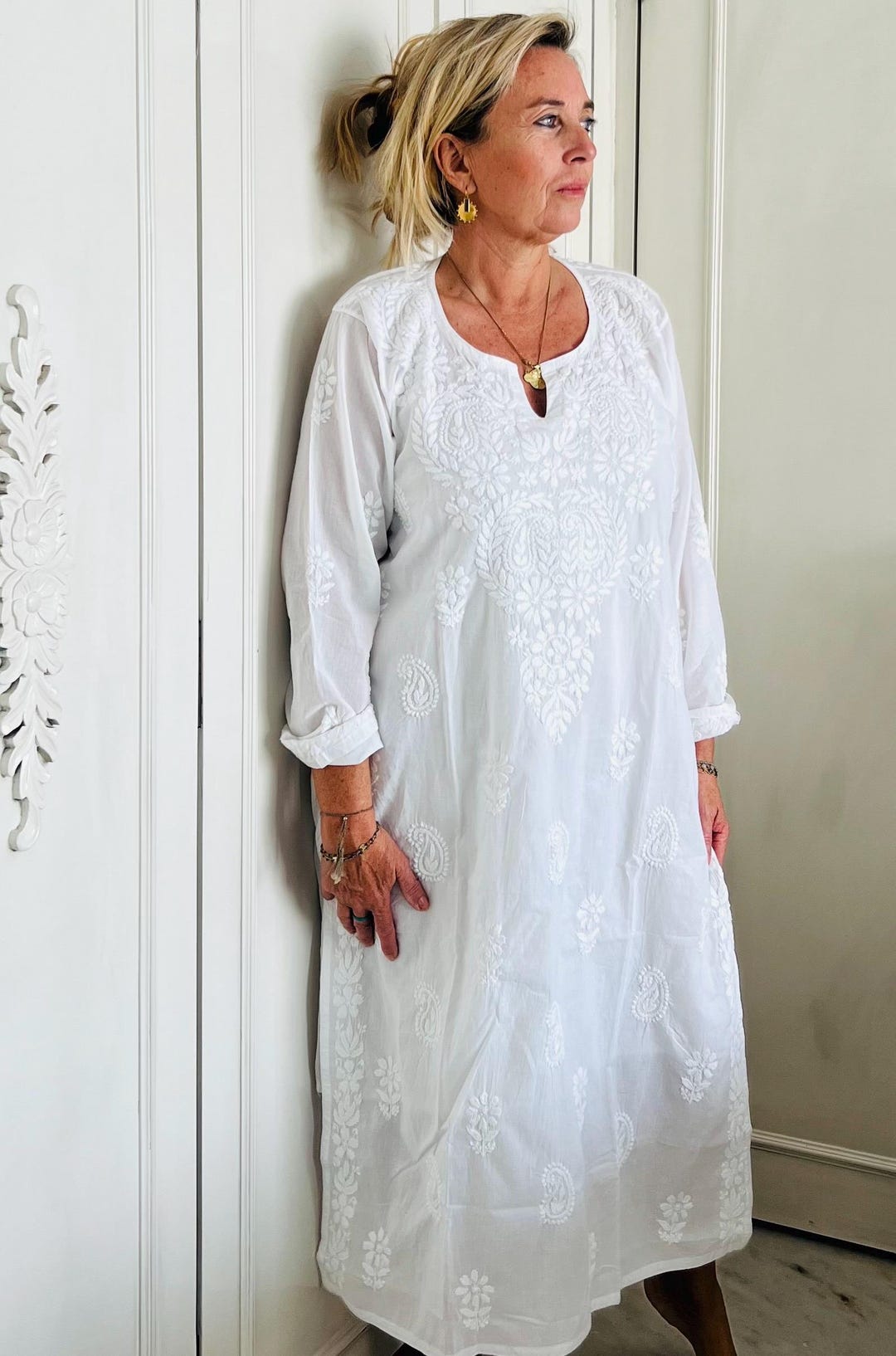 White Cotton Tunic From Ibiza, Yoga Blouse ,white Tunica ,white Beach ...