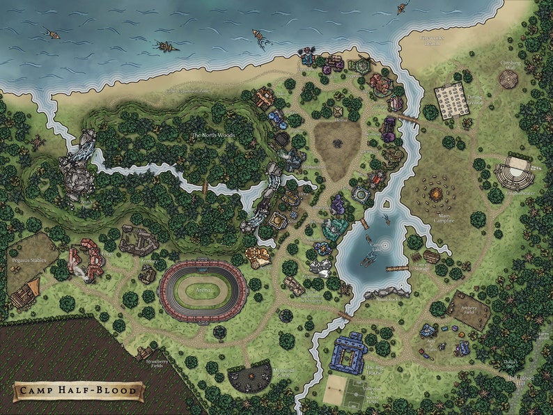 Camp Half-blood Map DIGITAL DOWNLOAD || Percy Jackson Camp Map || PJO ...