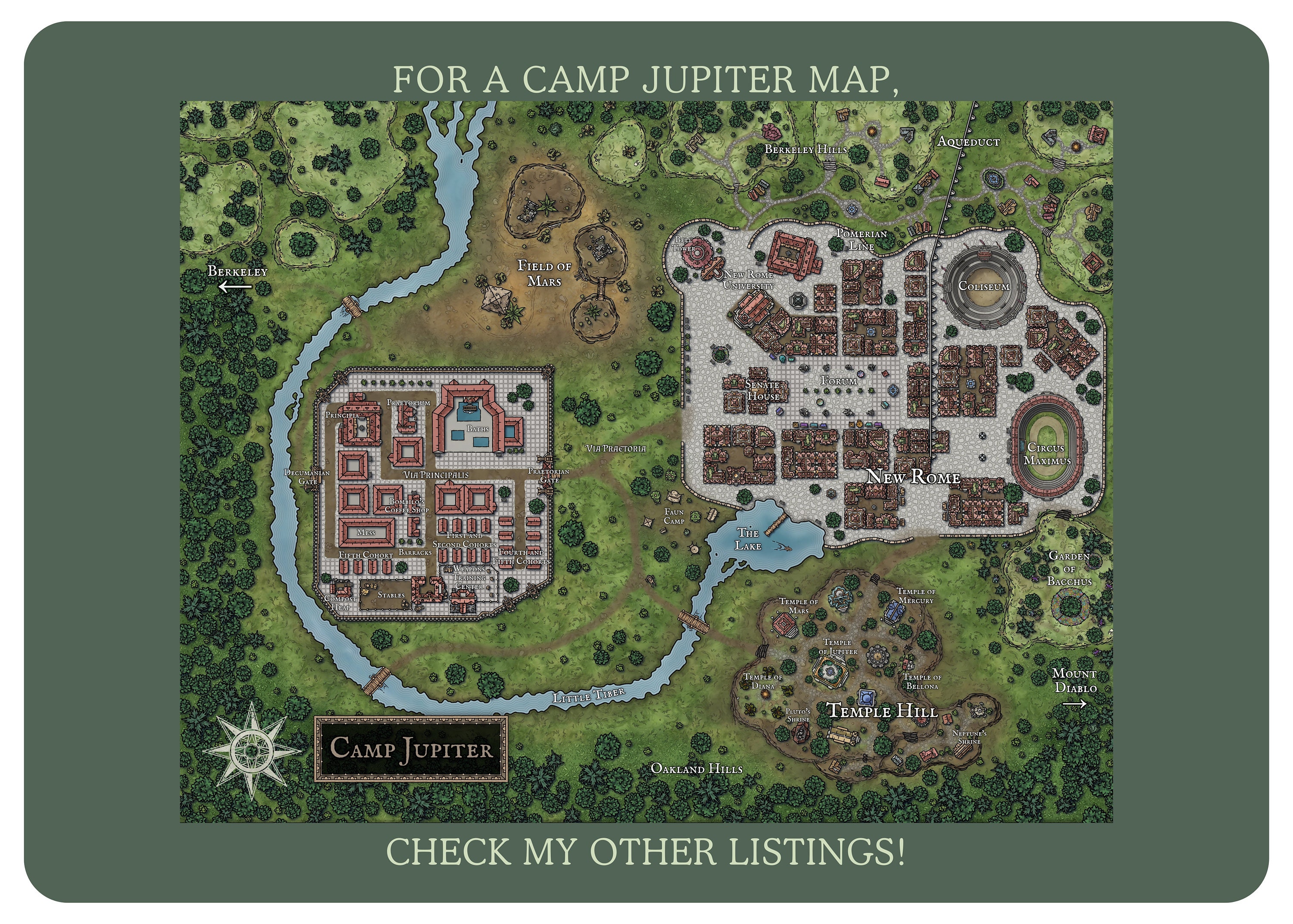 Camp Half-blood Map DIGITAL DOWNLOAD || Percy Jackson Camp Map || PJO ...